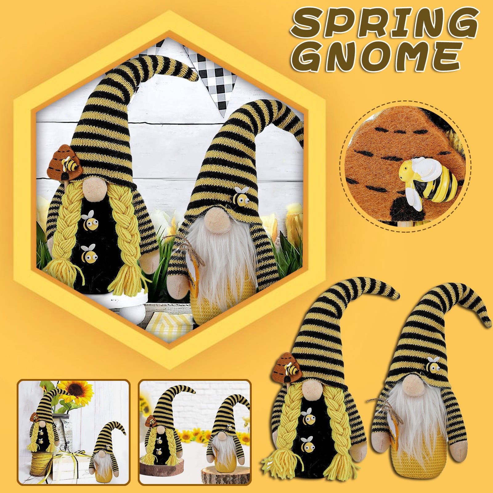 Bumble Bee Striped Scandinavian Tomte Nisse Swedish Honey Bee Elfs Home - Walmart.com