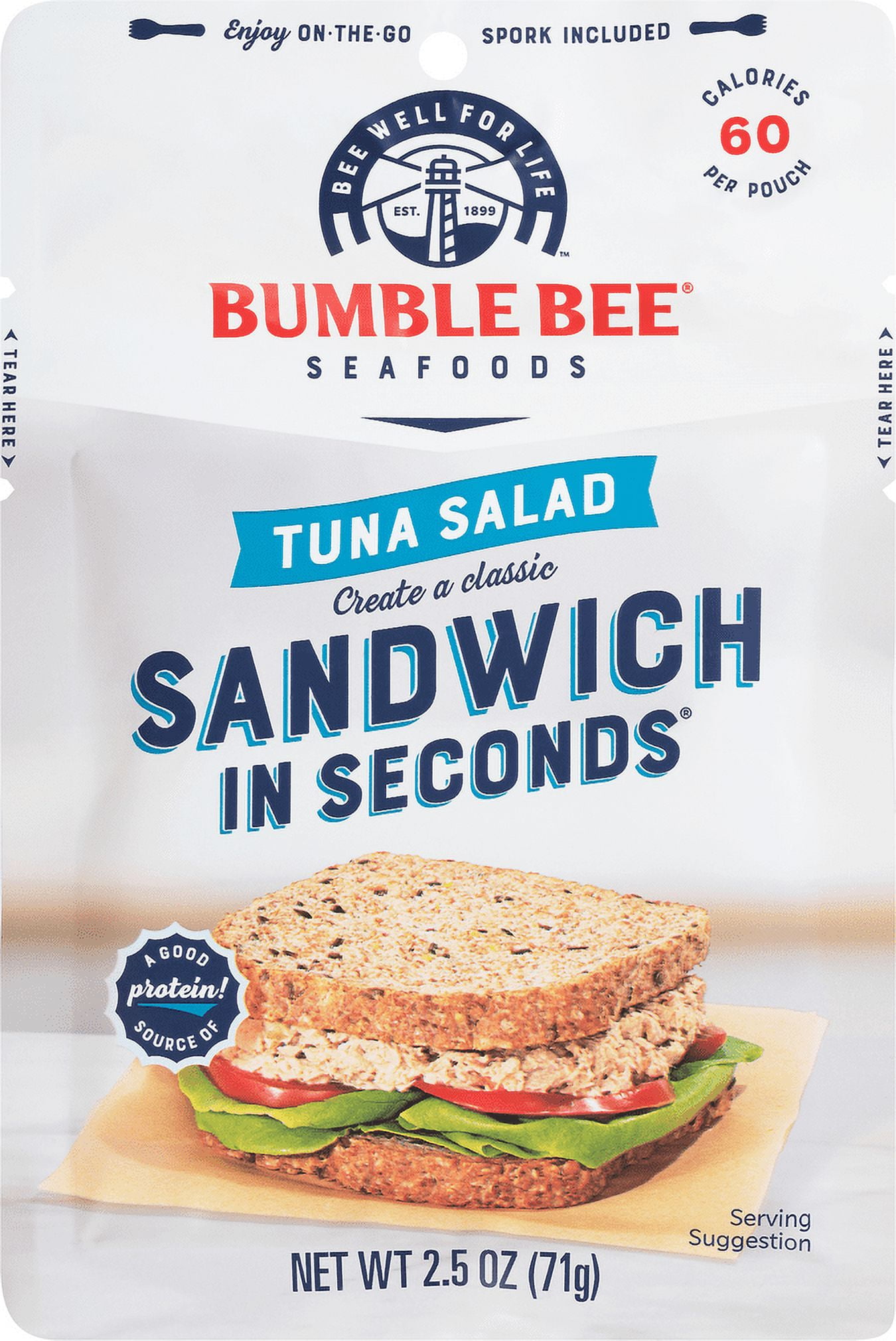 Bumble Bee Tuna Salad Sandwich in Seconds, Shelf-Stable, 2.5 oz Pouch ...