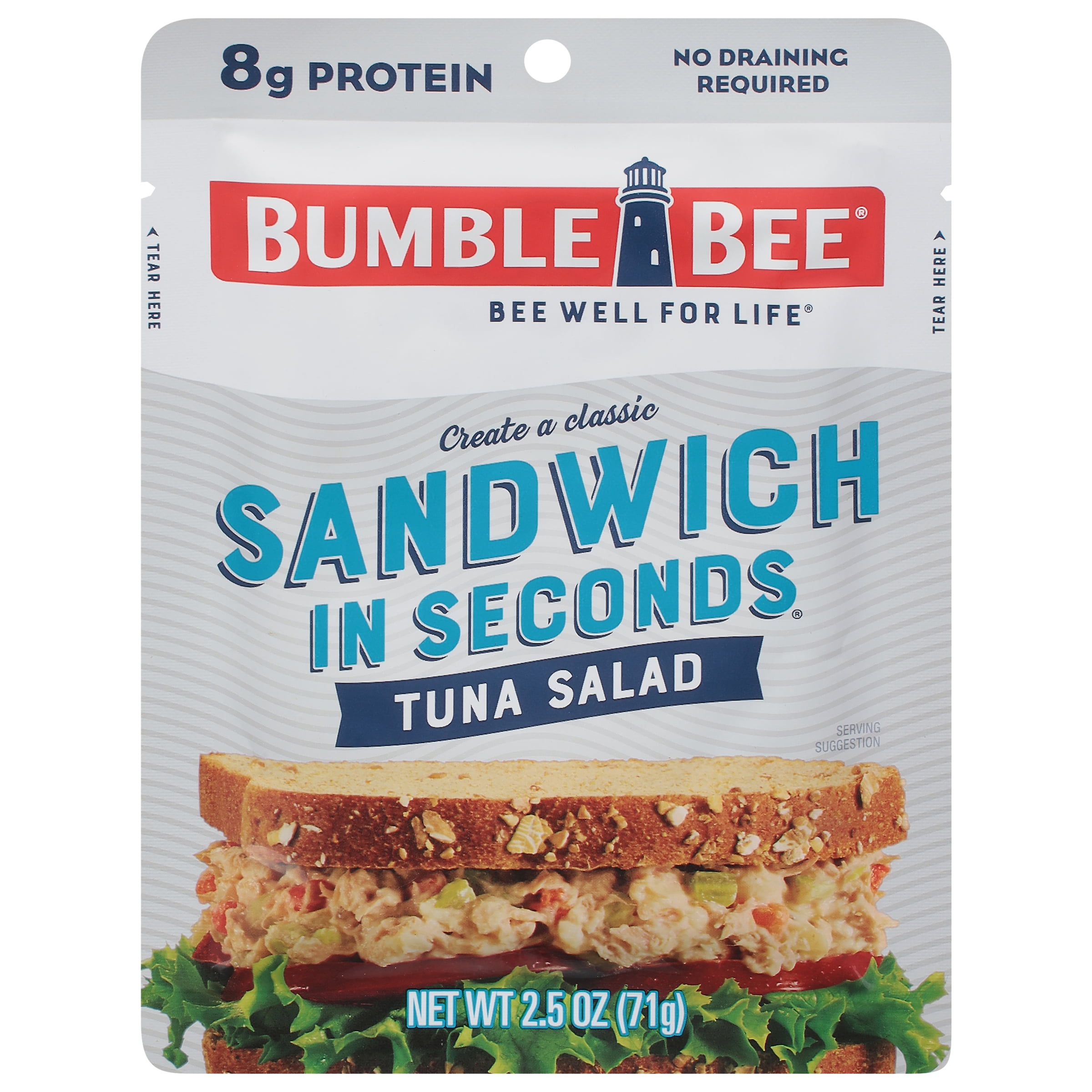 Bumble Bee Tuna Salad Sandwich in Seconds, 2.5 oz Pouch - Walmart.com