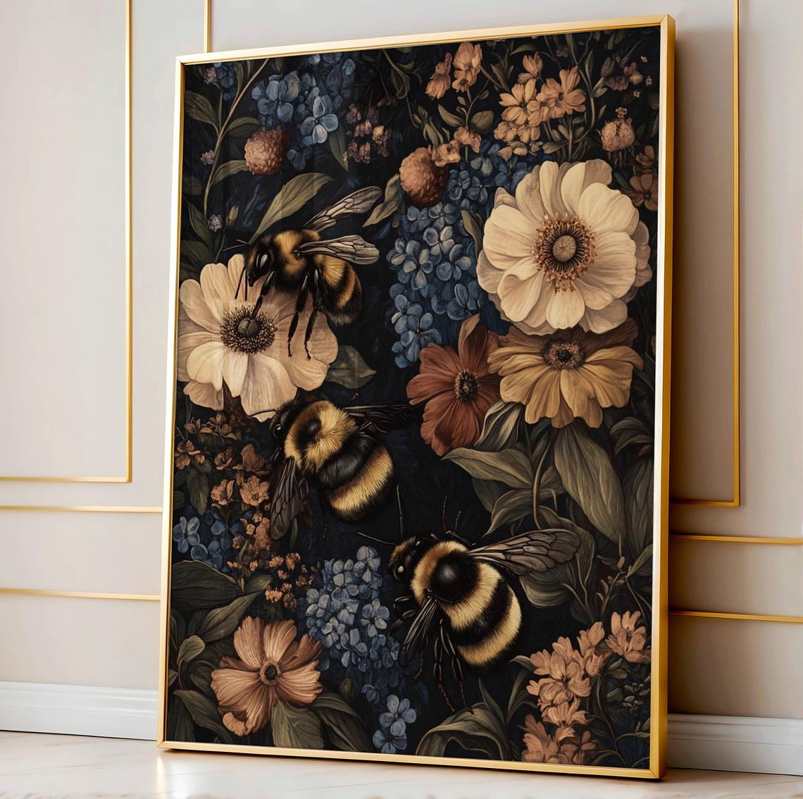 Bumble Bee Wall Art, Vintage Farmhouse Bee Print, Cottagecore, Mid ...