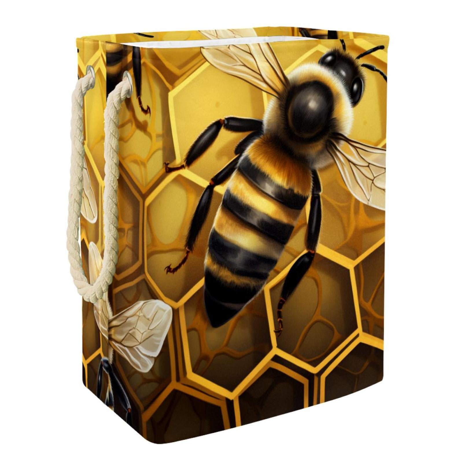 Bumble Bee on Honeycomb Laundry Hamper, Collapsible Laundry Baskets ...