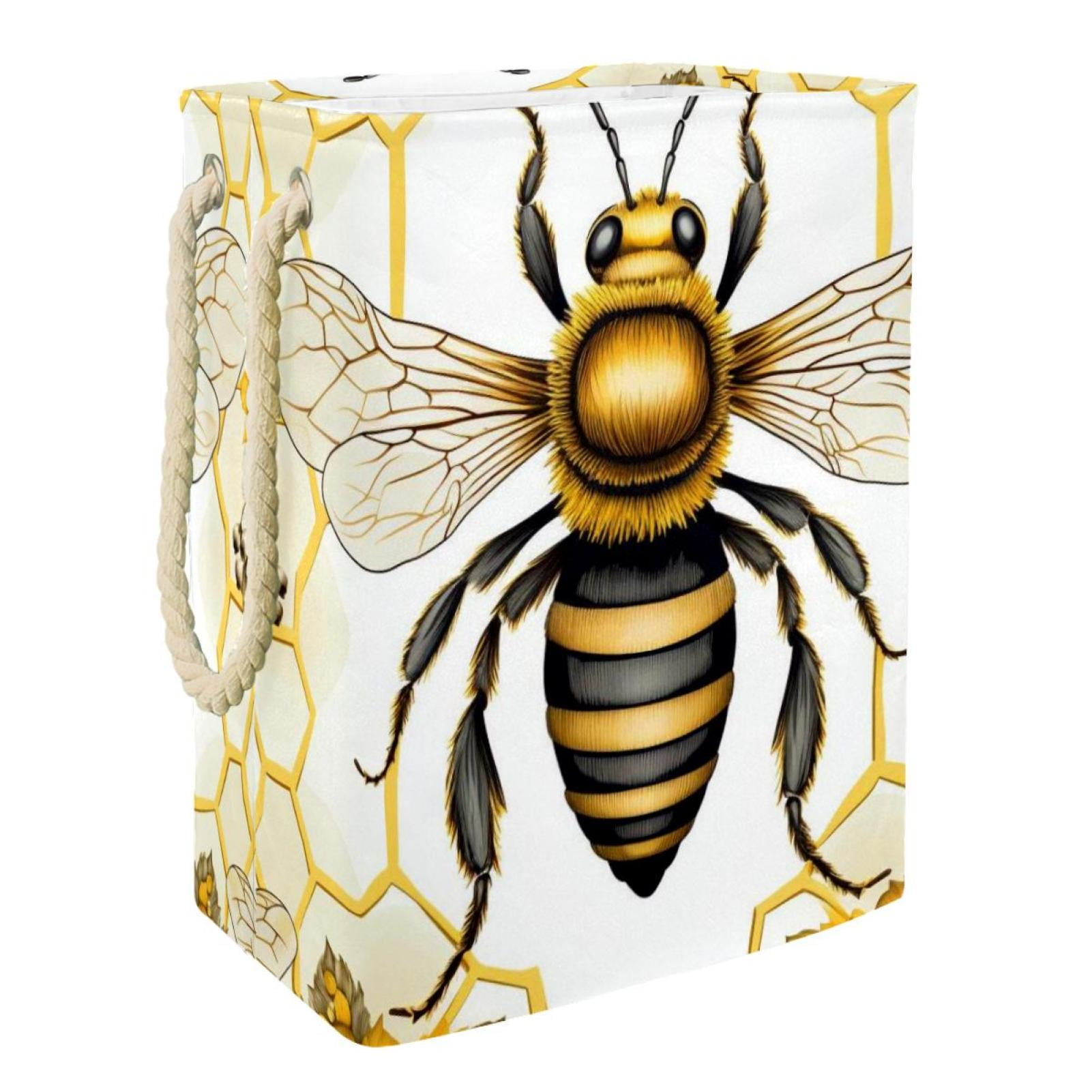 Bumble Bee on Honeycomb Laundry Hamper, Collapsible Laundry Baskets ...