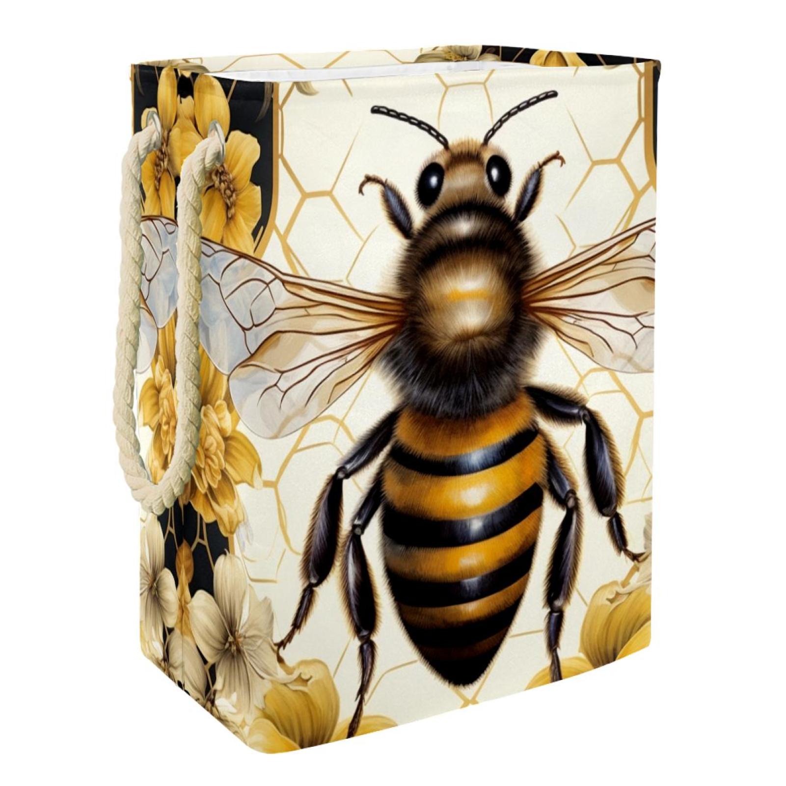 Bumble Bee on Honeycomb Laundry Hamper, Collapsible Laundry Baskets ...