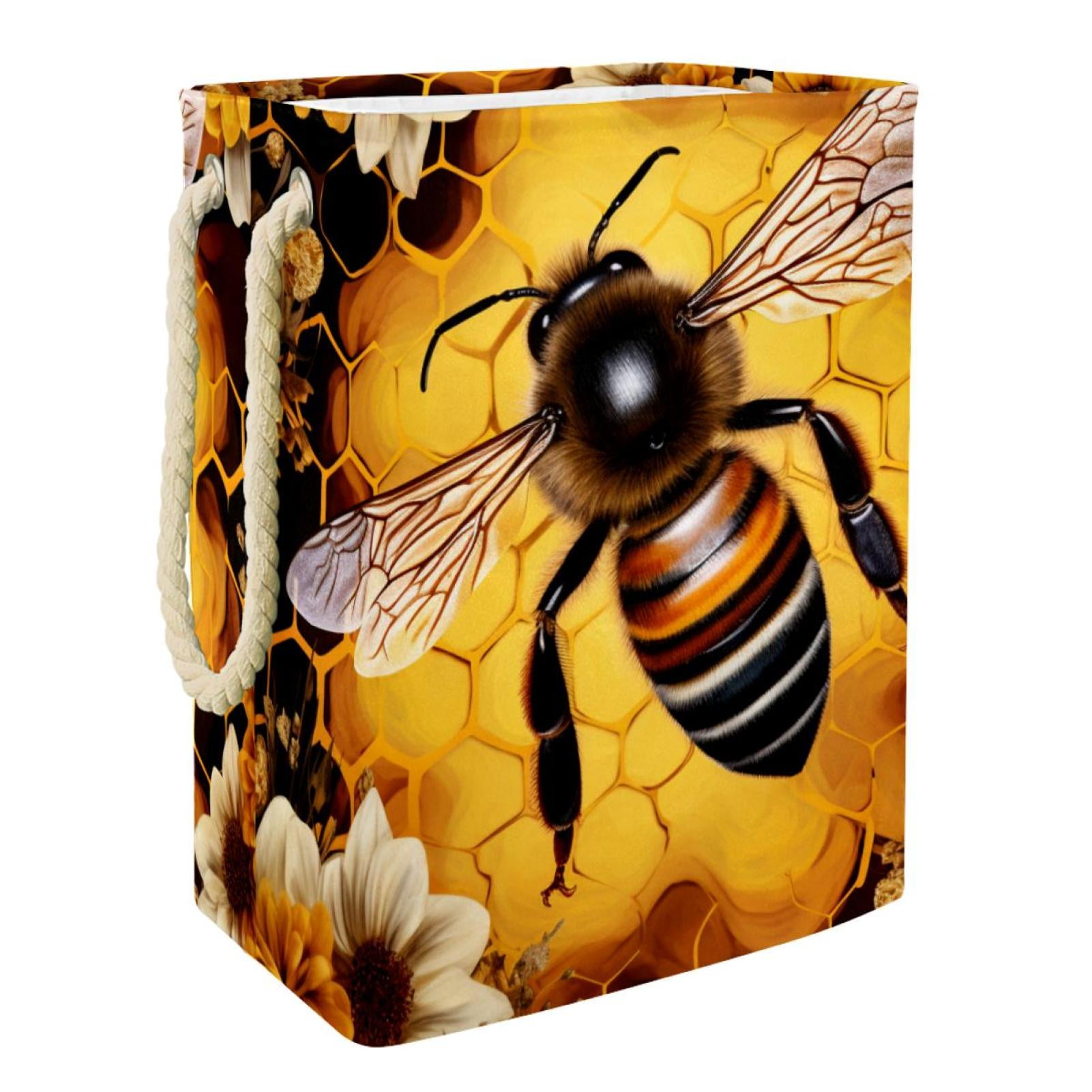 Bumble Bee on Honeycomb Laundry Hamper, Collapsible Laundry Baskets ...