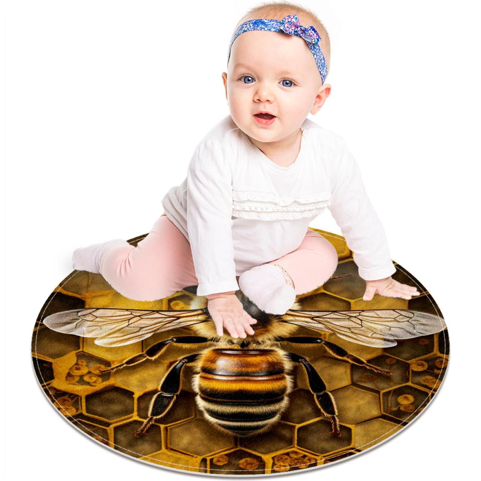 Bumble Bee on Honeycomb Prints Small Area Rugs Bathroom Rugs, Non-Slip ...