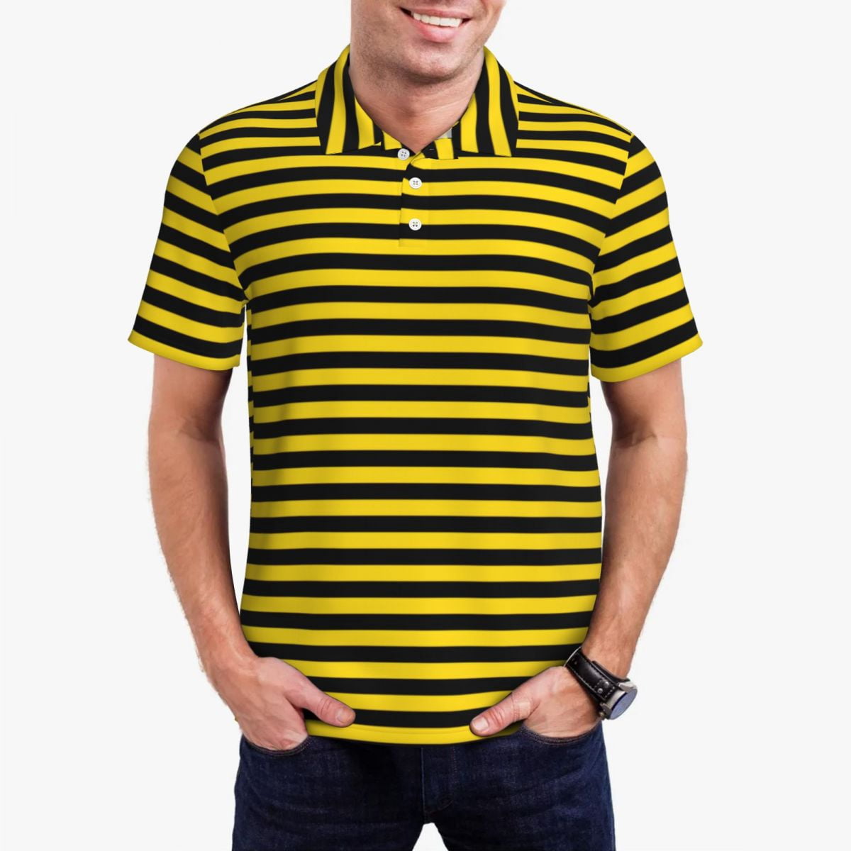 Bumble Bees Casual T-Shirts Cute Hycomb Print Polo Shirt Turn-Down ...