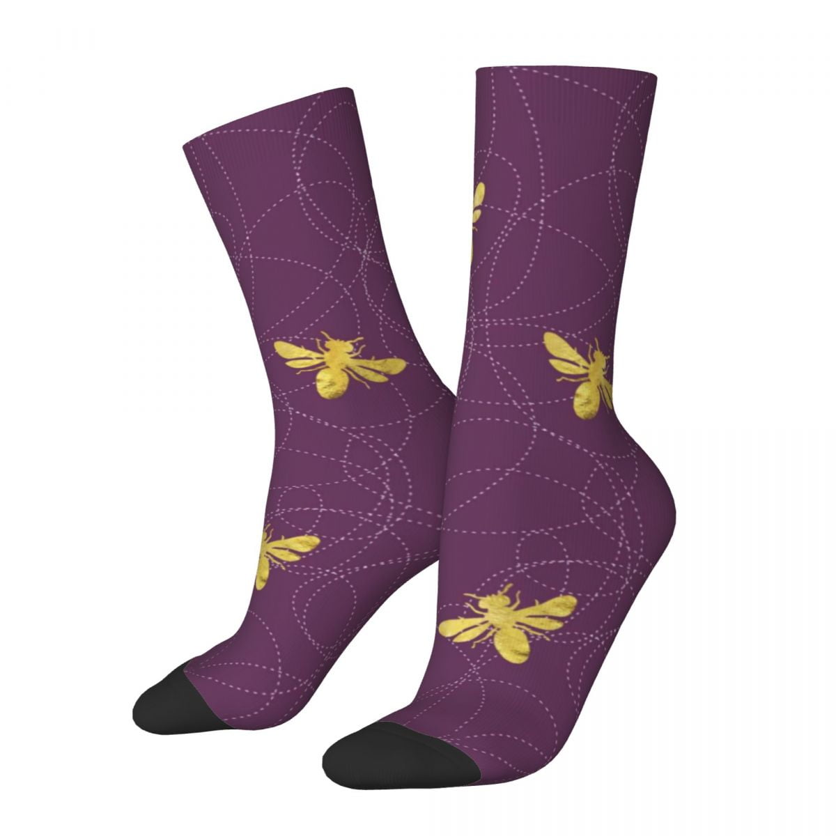 Bumble Bees Socks Autumn Red Flower Print Stockings Leisure Unisex Soft ...
