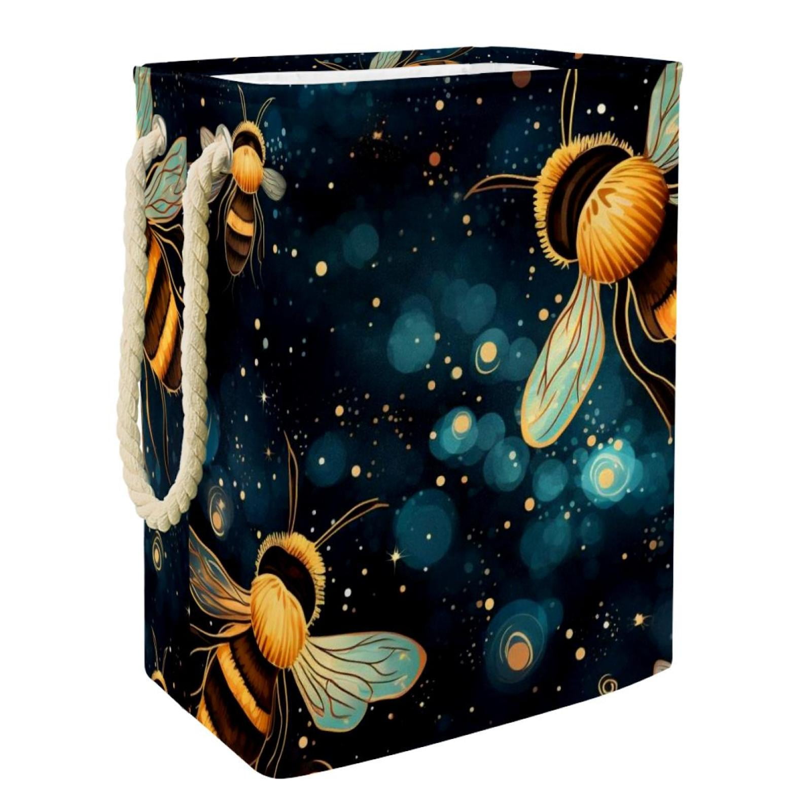Bumble Bees on Starry Sky Laundry Hamper, Collapsible Laundry Baskets ...