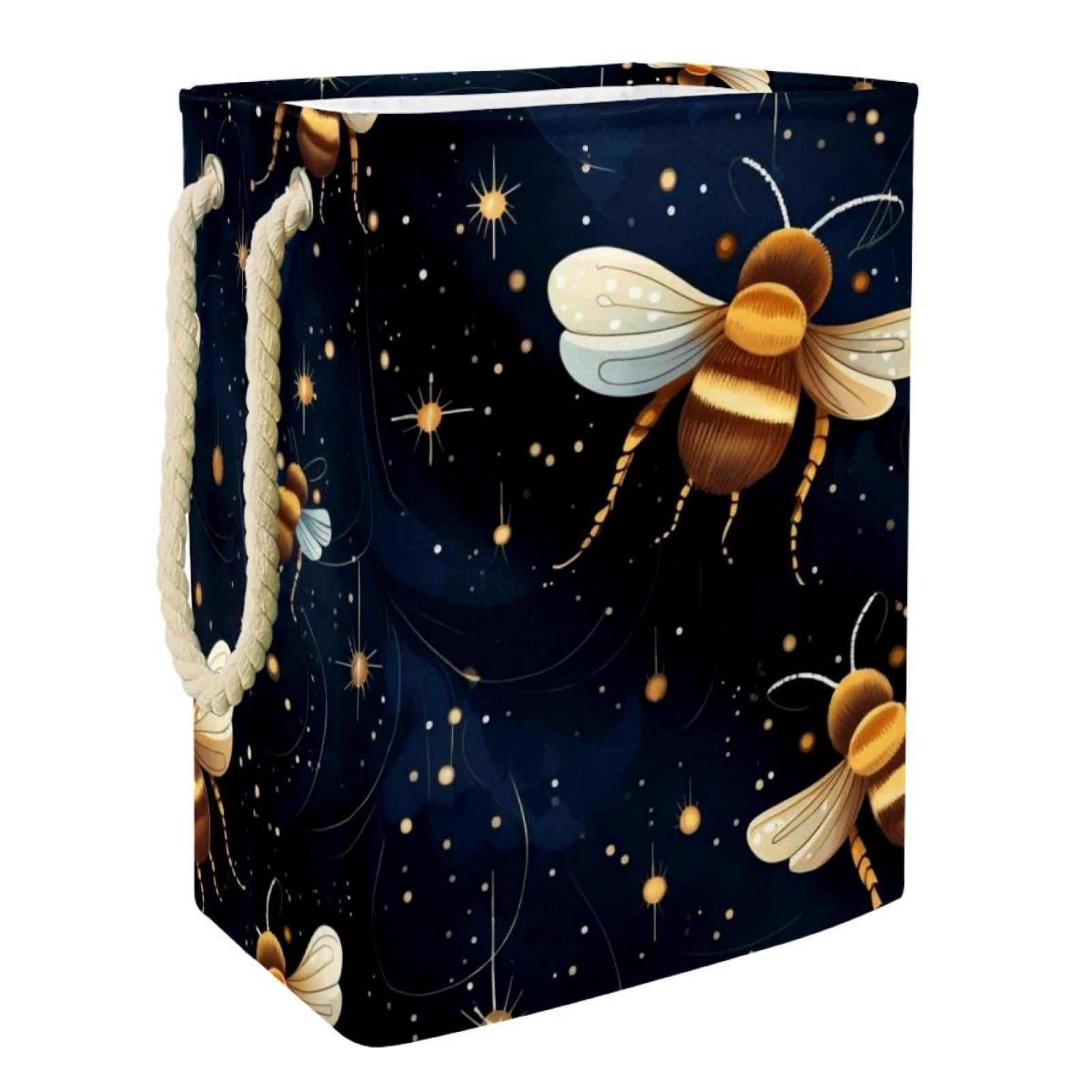 Bumble Bees on Starry Sky Laundry Hamper, Collapsible Laundry Baskets ...