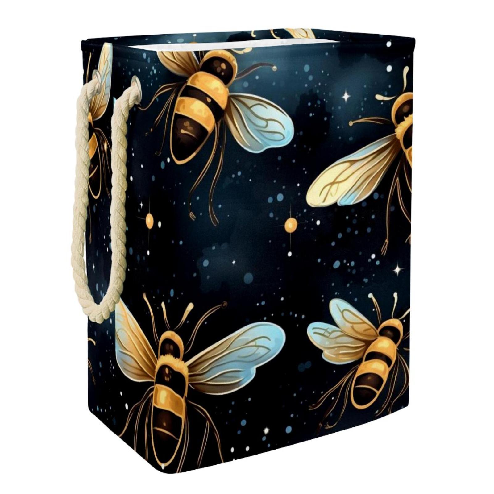 Bumble Bees on Starry Sky Laundry Hamper, Collapsible Laundry Baskets ...