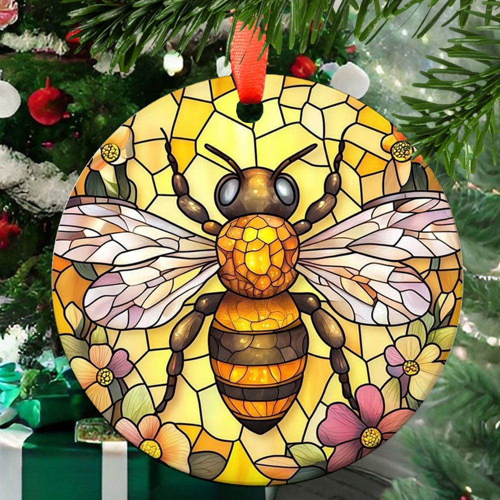 Bumblebee 4 Ceramic/Acrylic Christmas Ornament, Gentle Mom Thank-You ...