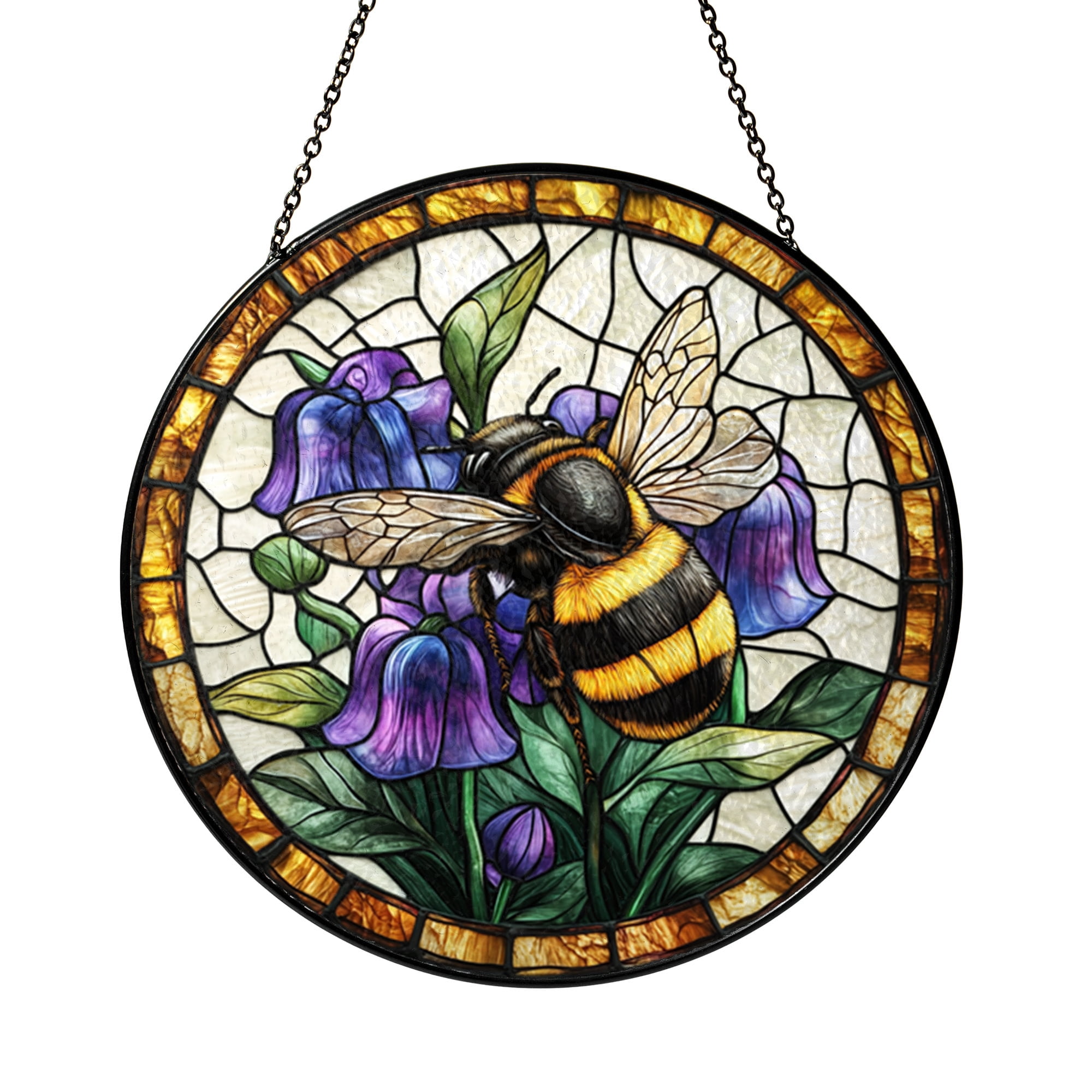 Bumblebee With Bluebell Flowers Stained Glass Style Suncatcher, Garden ...
