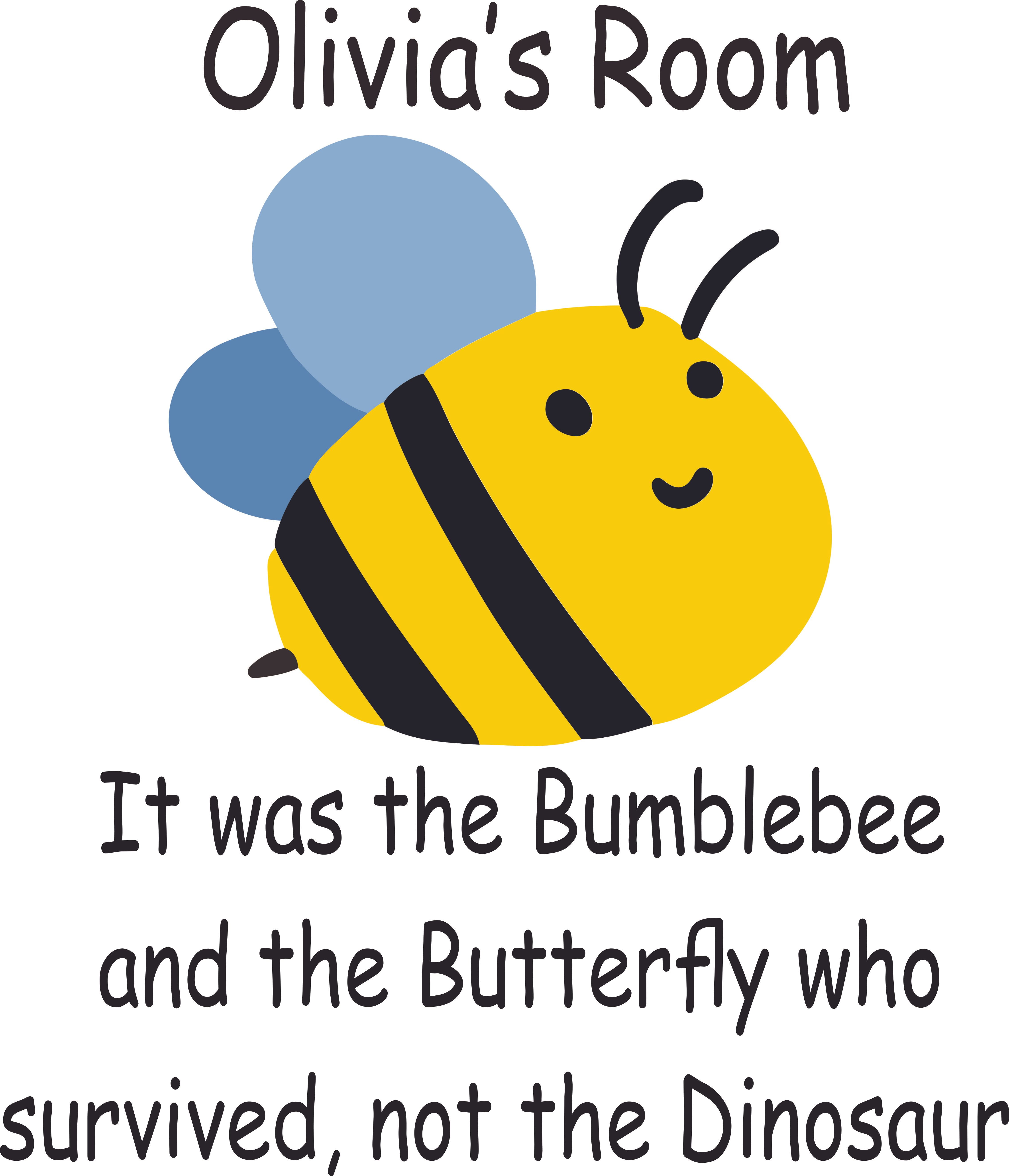 Bumblebee Butterfly Bee Quote Cartoon Customized Wall Decal - Custom ...