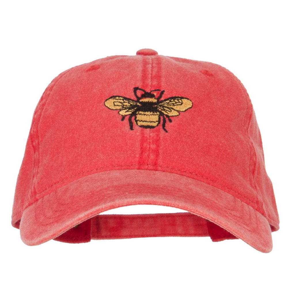 Bumblebee Embroidered Washed Buckle Cap - Red OSFM - Walmart.com