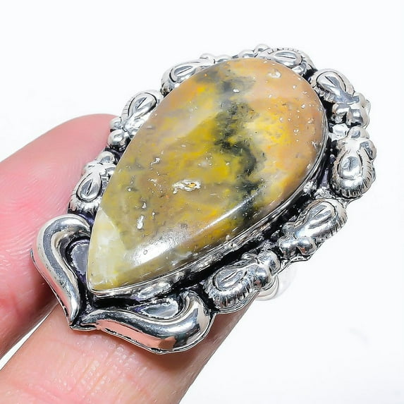 Bumblebee Jasper Handmade 925 Sterling Silver Jewelry Ring Size 9 - Walmart.com