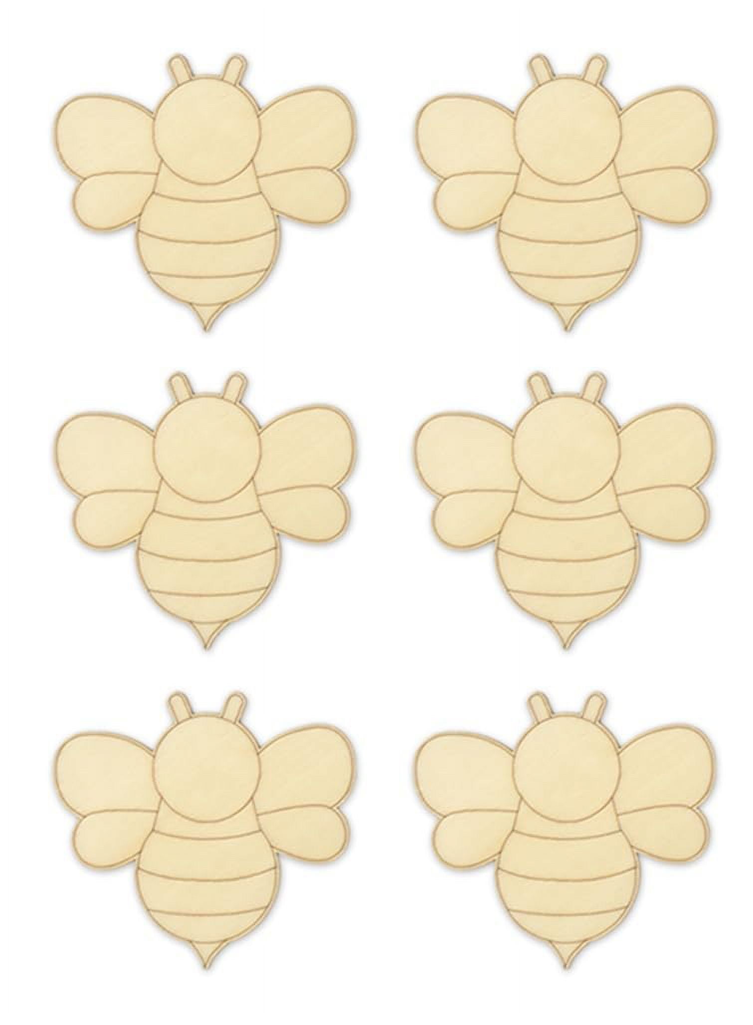 Bumblebee Unfinished Laser Cut Wooden Shapes - Natural Wood - 6 Pieces ...