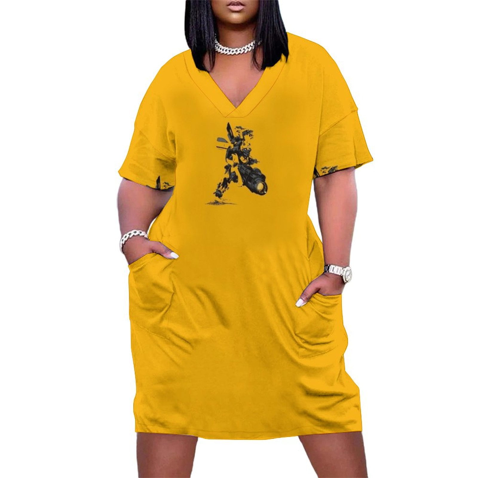 Bumblebee Vestido suelto con bolsillo vestidos de cóctel vestido de fiesta para mujer vestidos ...