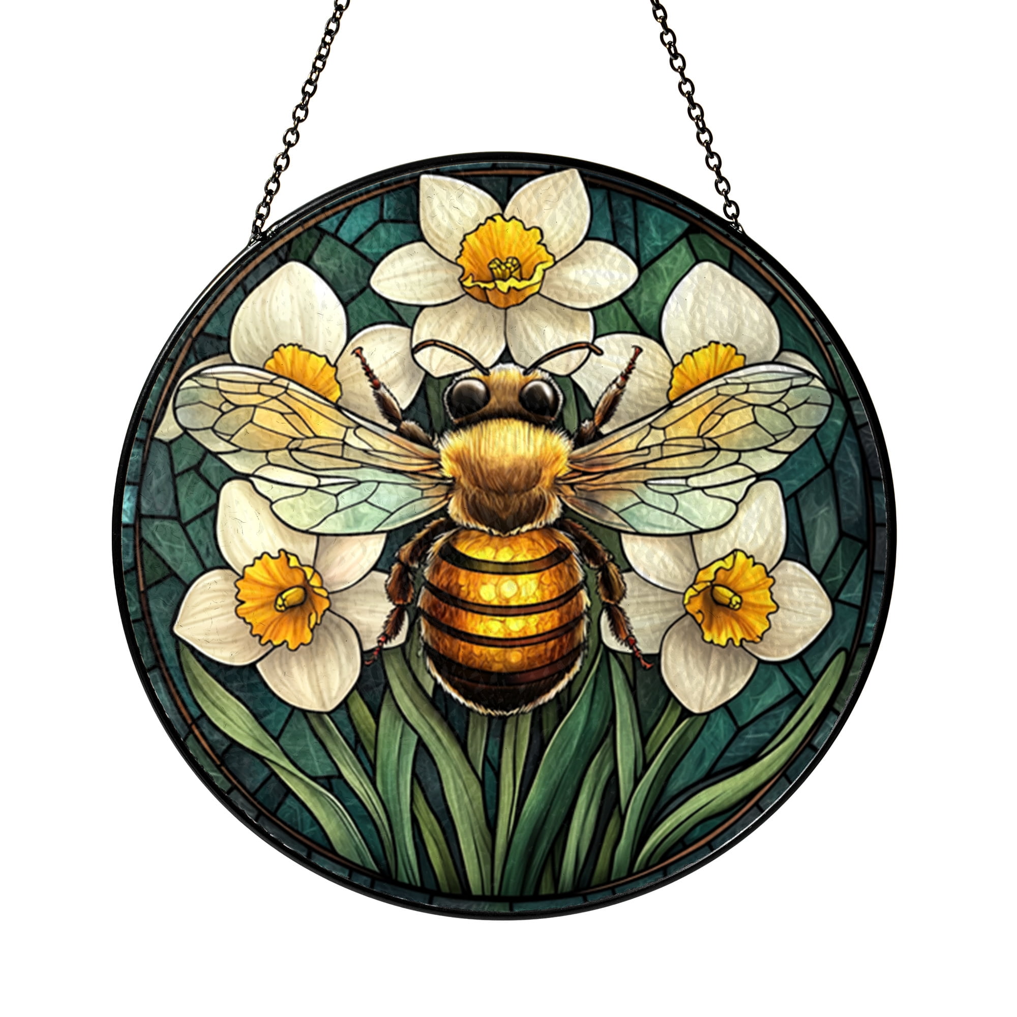 Bumblebee With Flower Stained Glass Suncatcher – Garden Window Decor ...