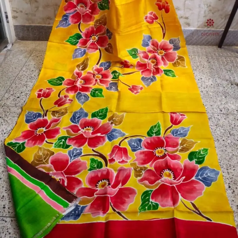 Bumblebee Yellow Pure Bishnupuri Silk Saree - Walmart.com
