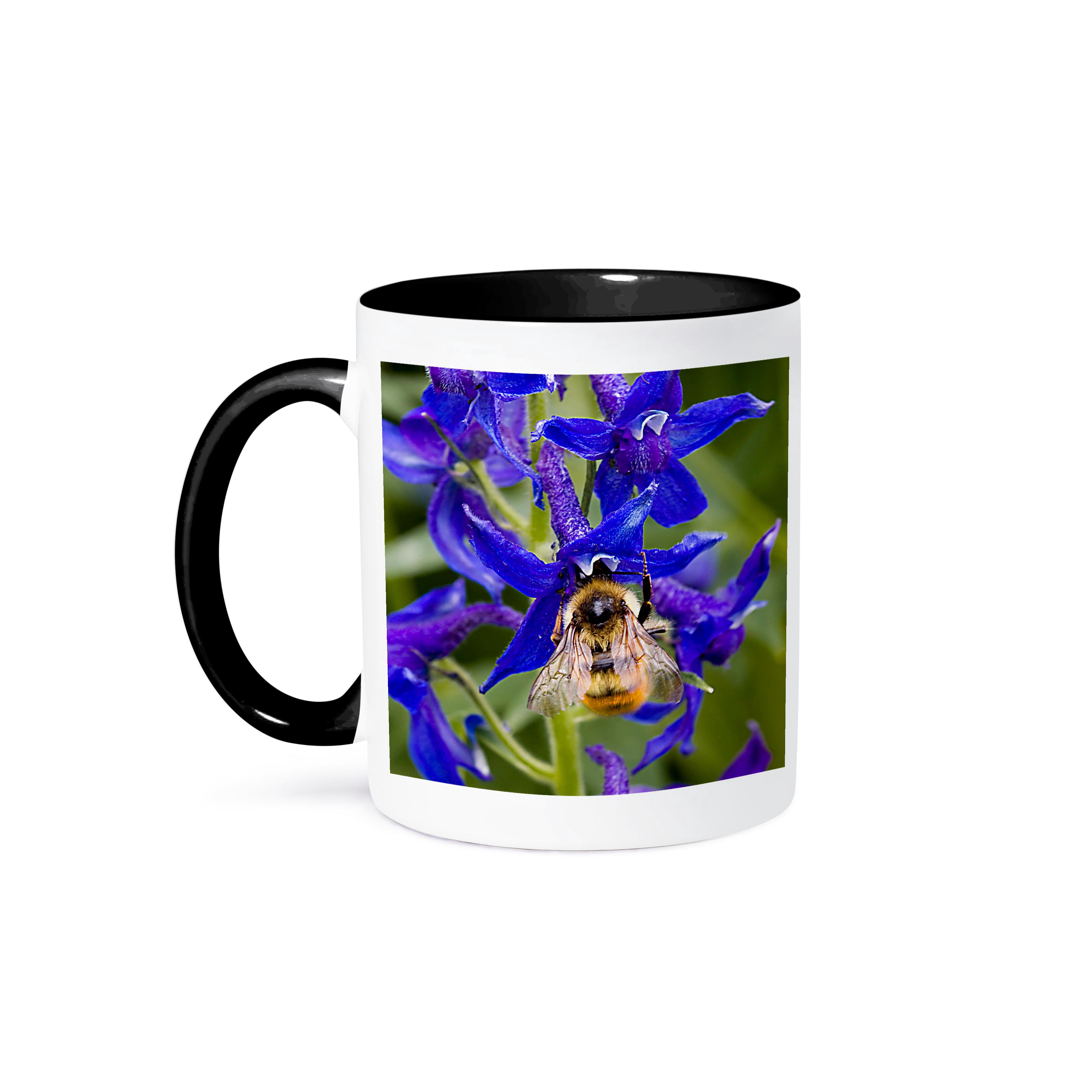 3dRose, Bumblebee on Purple Flower, 15oz Two-Tone Black Mug - Walmart.com