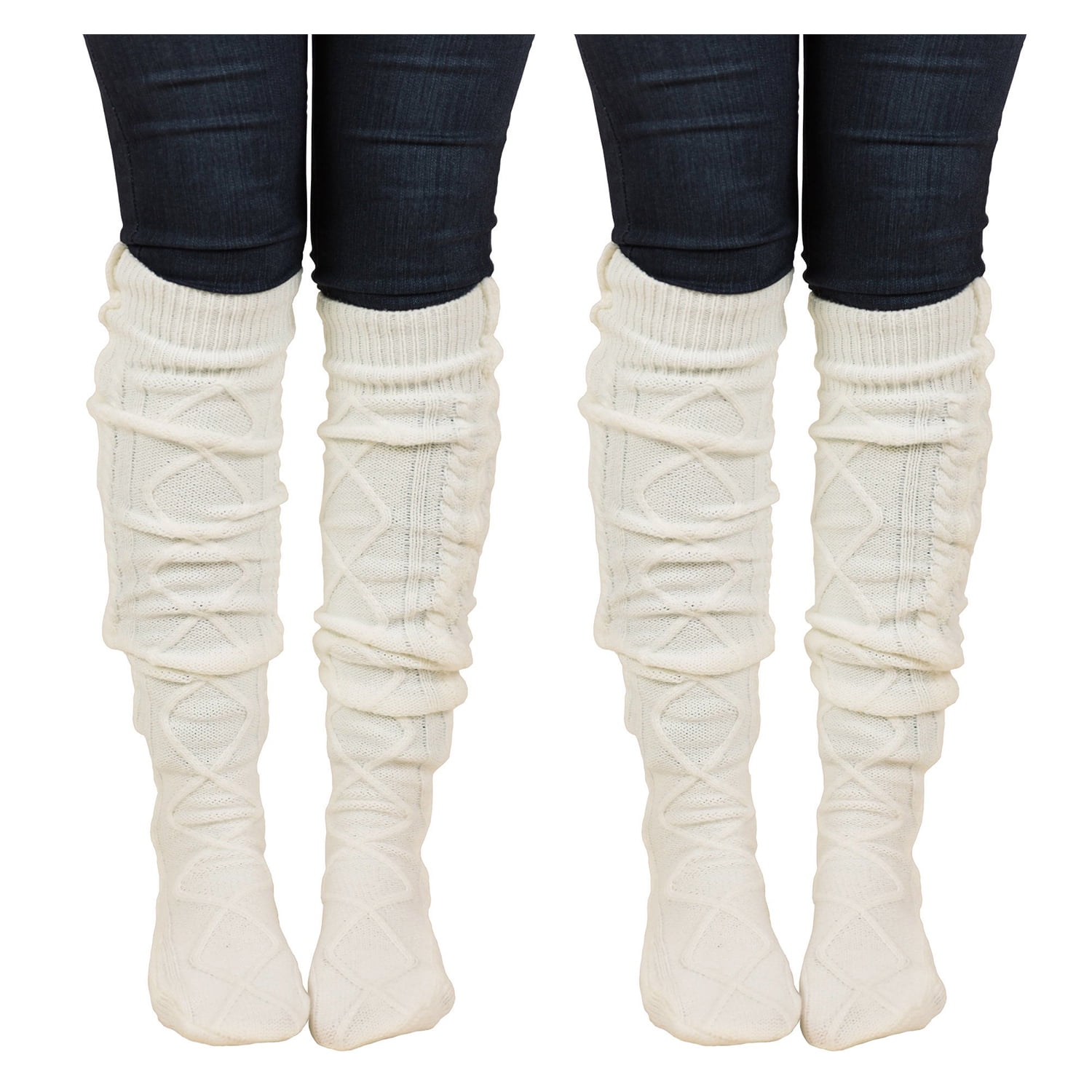 Bumiews 2 Pairs Thigh High Socks for Women, Knee-High Socks Winter Boot ...