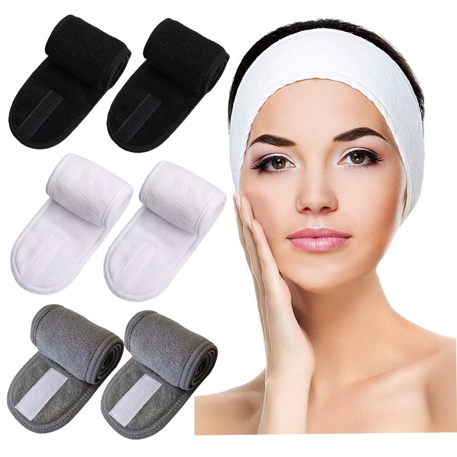 Bumiews 6Pcs Facial Spa Headbands, Headband Head Wrap Adjustable for ...