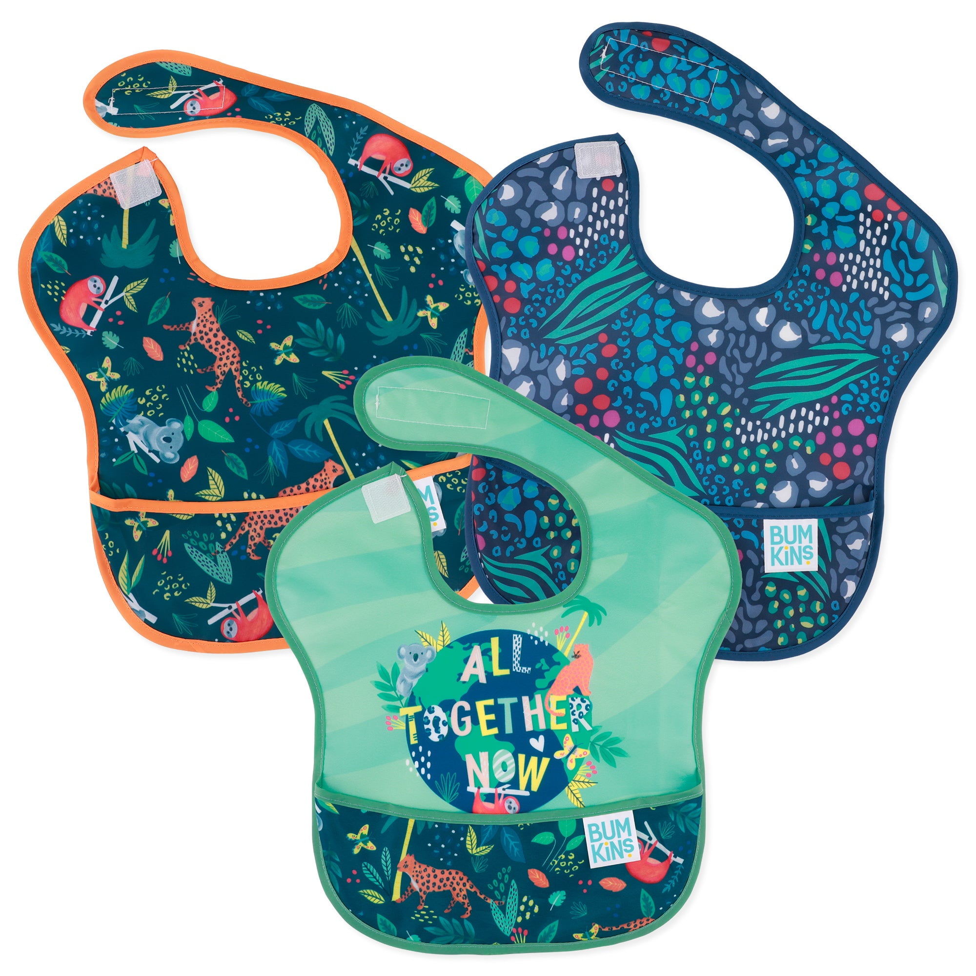 Bumkins Reusable Feeding Set, SuperBib 3-Pack with Pocket, Baby ...