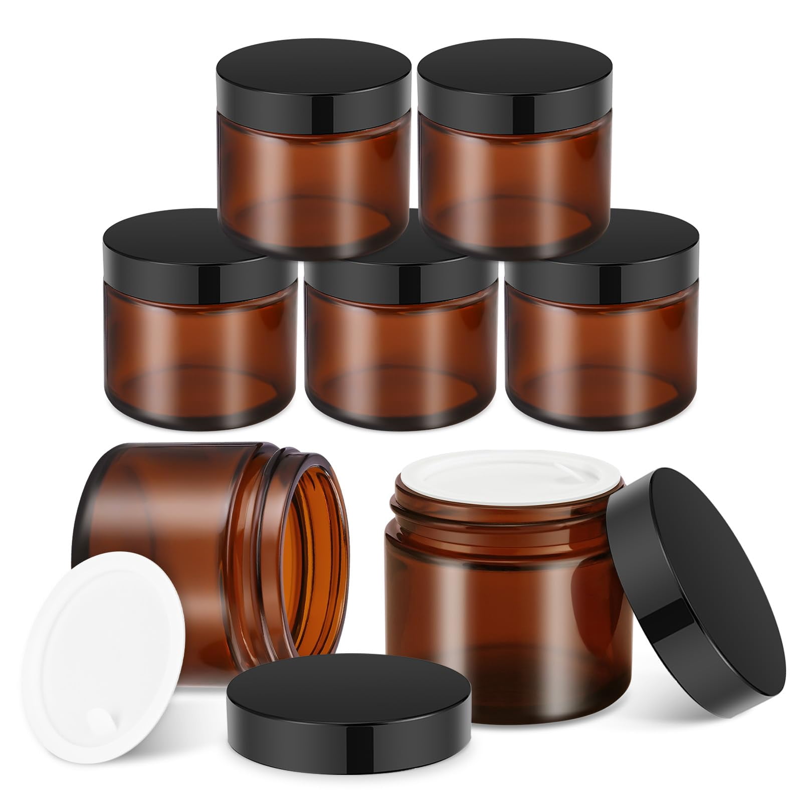 Bumobum 2 oz Glass Jars with Lids, 7 pack Small Jars with White Labels ...