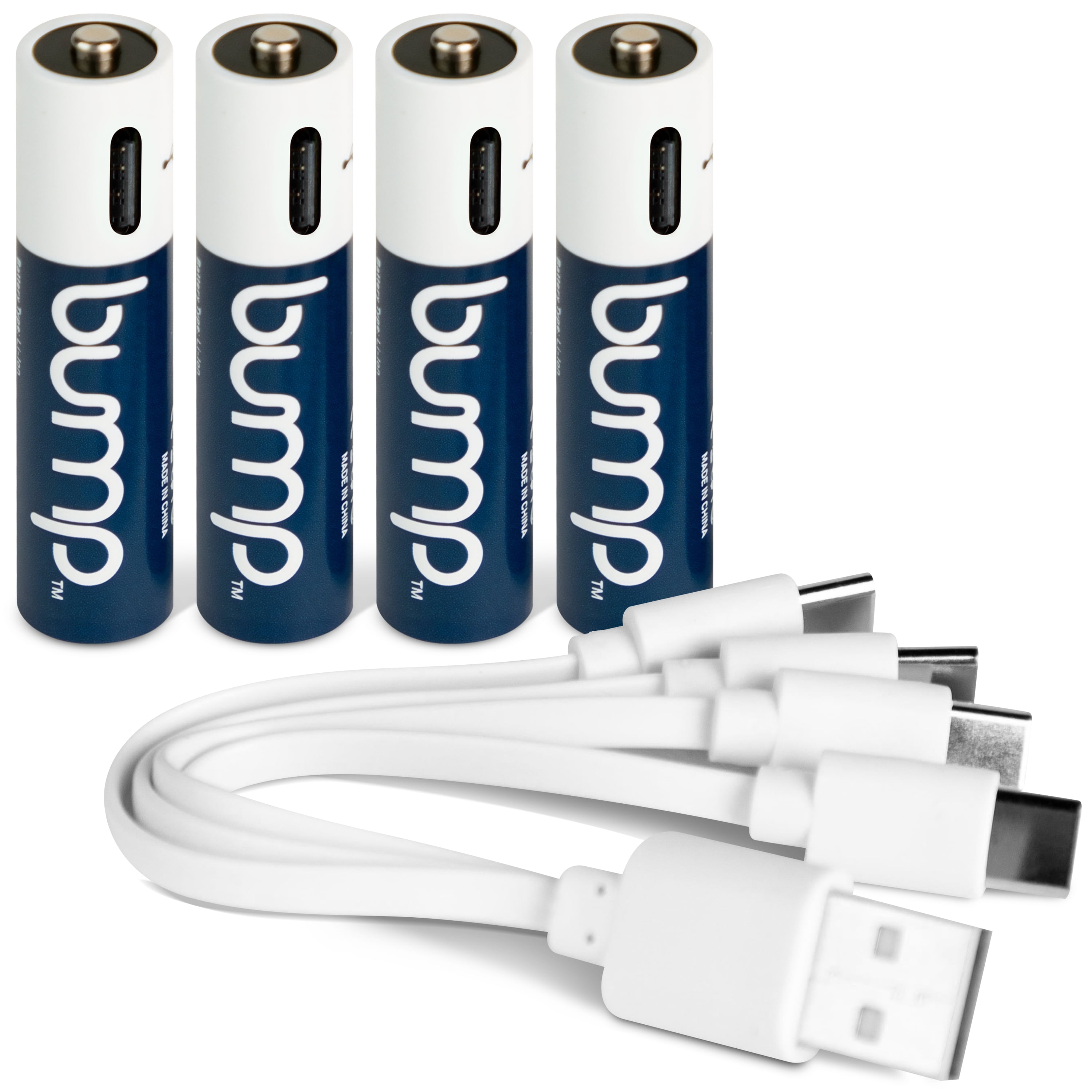 Bump 4 Pack AAA Batteries Type-C USB 750mWh 1.5V Lithium High Capacity ...
