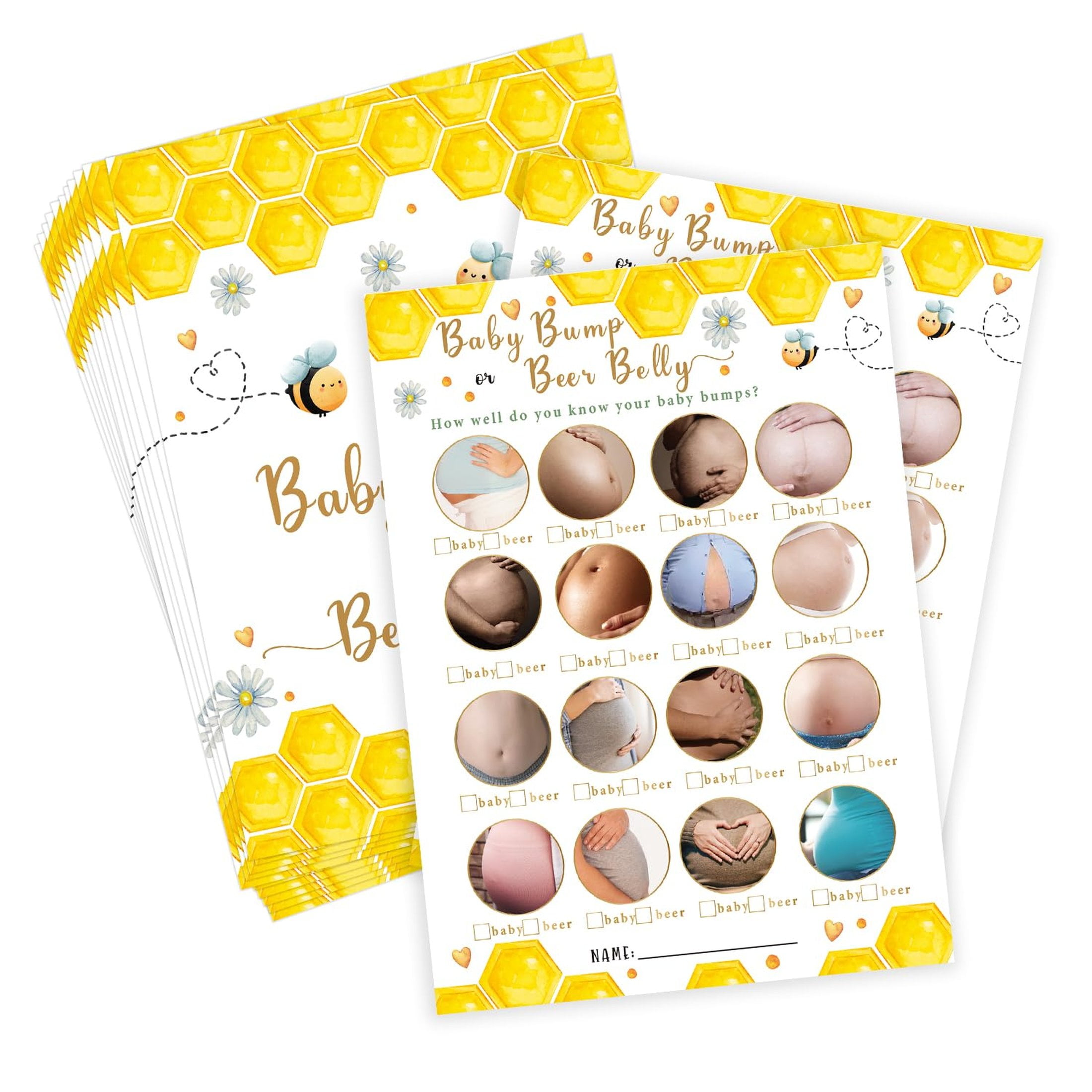 Bump & Buzz Baby Shower Game Set - 30 Fun Cards for Gender Reveal ...