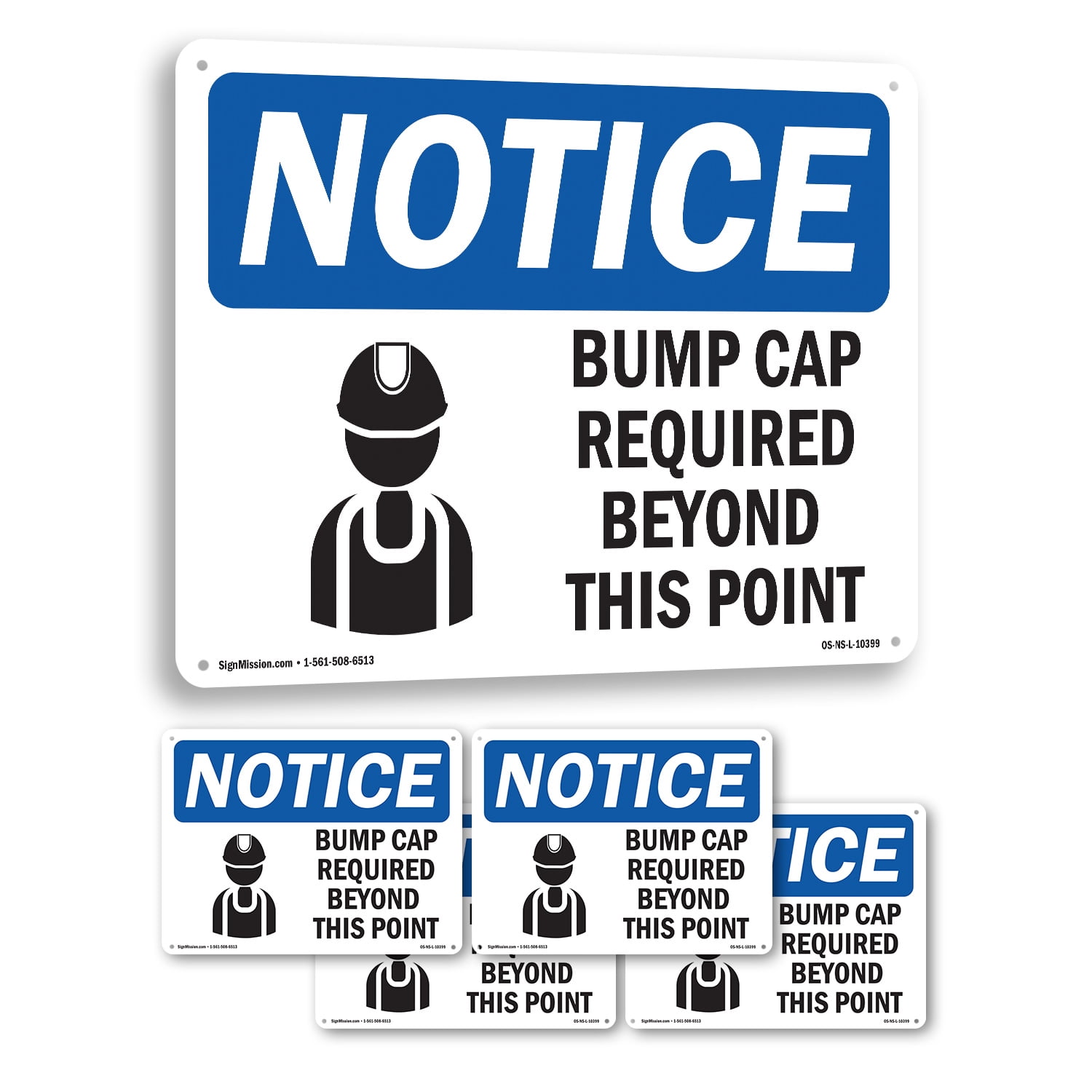 Bump Caps Required Beyond This Point OSHA Notice Rigid Plastic Sign 18 ...