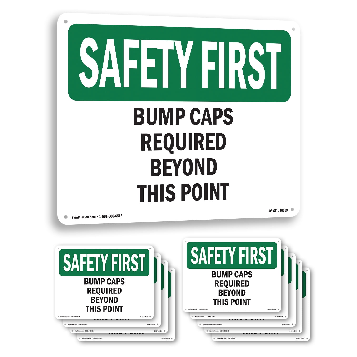Bump Caps Required Beyond This Point OSHA SAFETY FIRST Aluminum Sign 24 ...