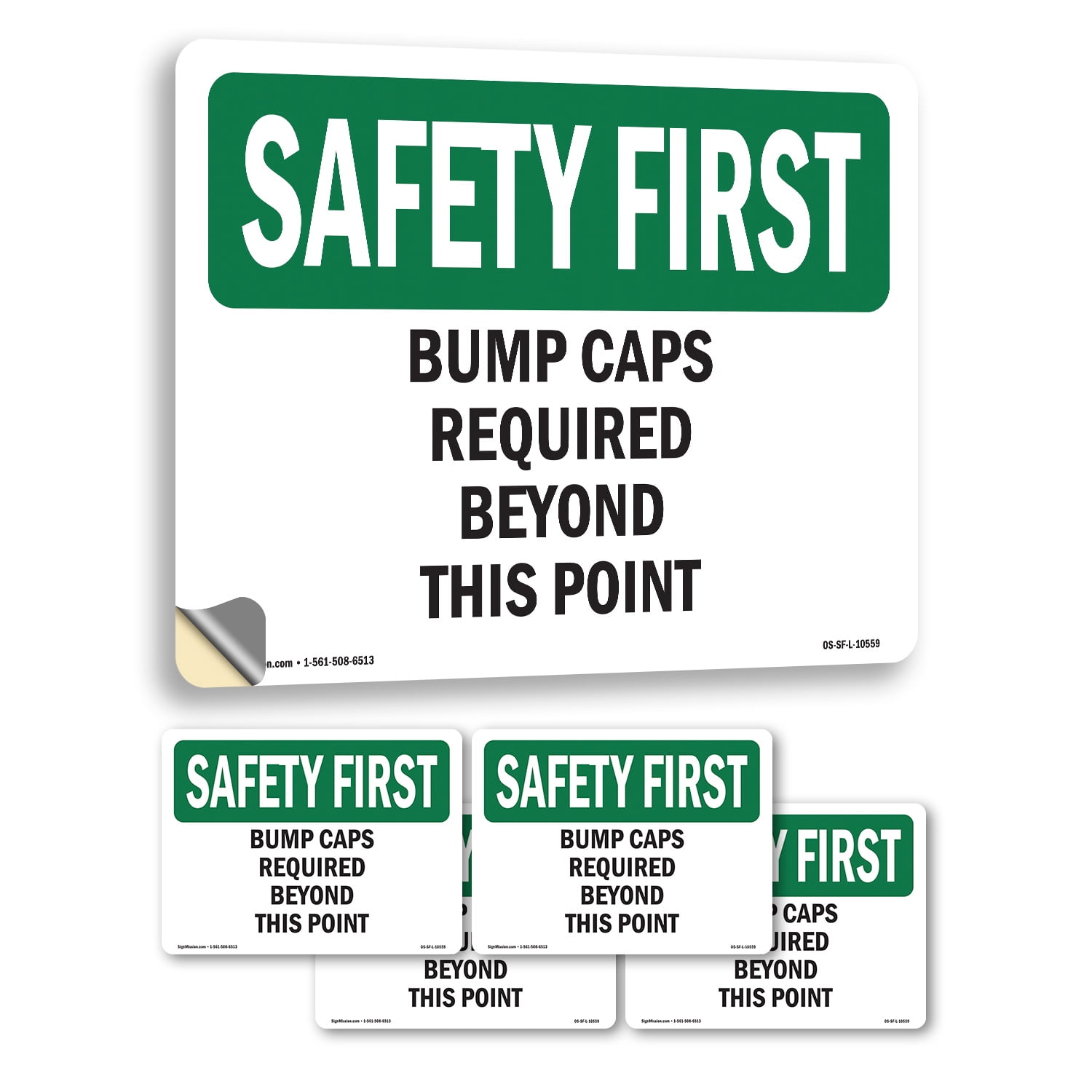 Bump Caps Required Beyond This Point OSHA SAFETY FIRST Vinyl Decal ...