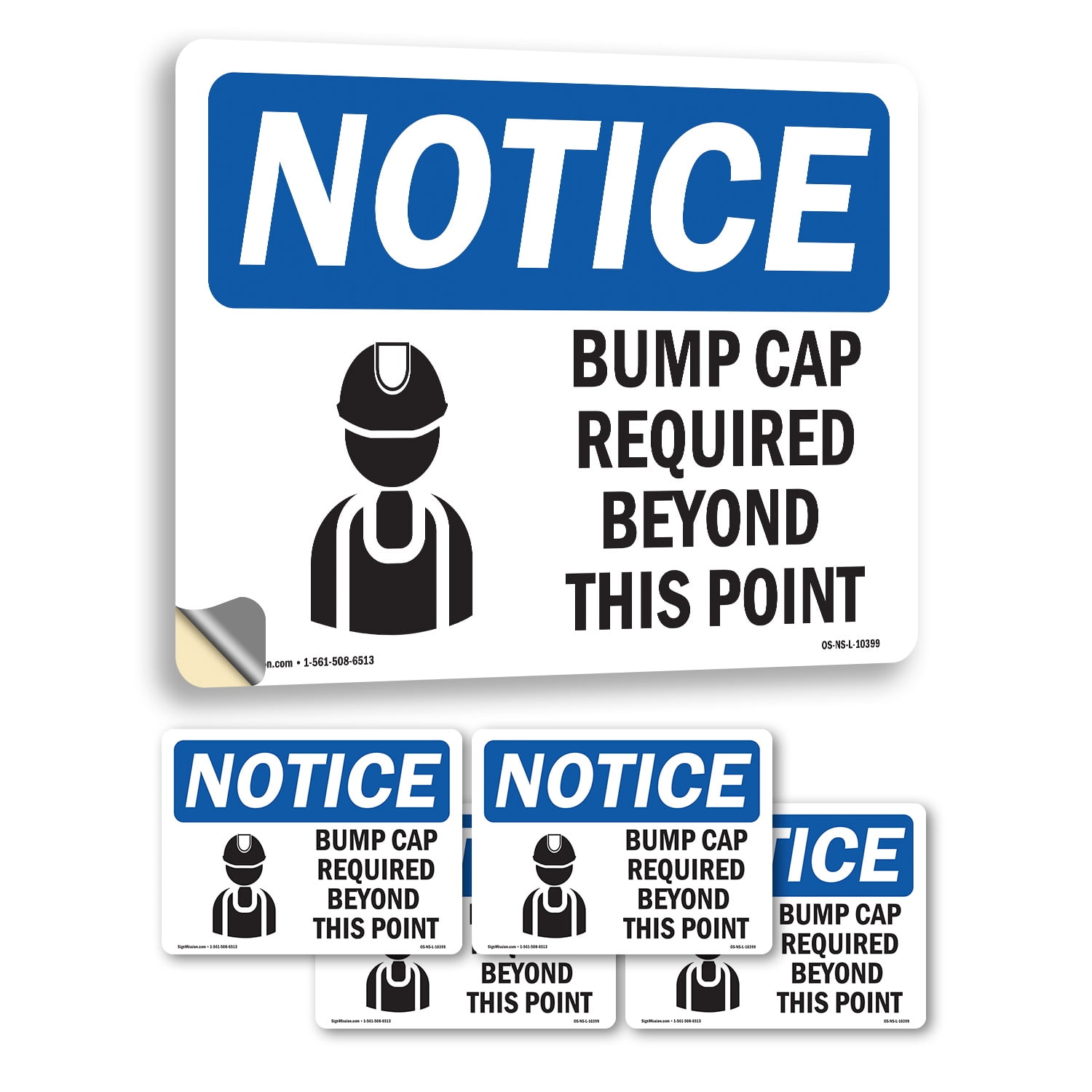 Bump Caps Required Beyond This Point With Symbol OSHA Notice Vinyl ...