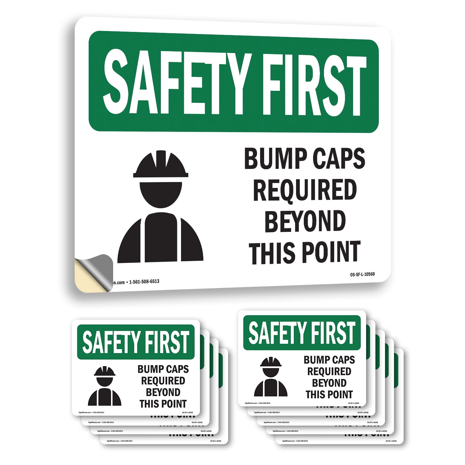 Bump Caps Required Beyond This Point With Symbol OSHA SAFETY FIRST ...
