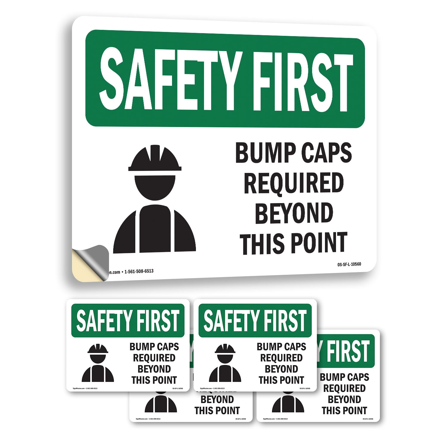 Bump Caps Required Beyond This Point With Symbol OSHA SAFETY FIRST ...