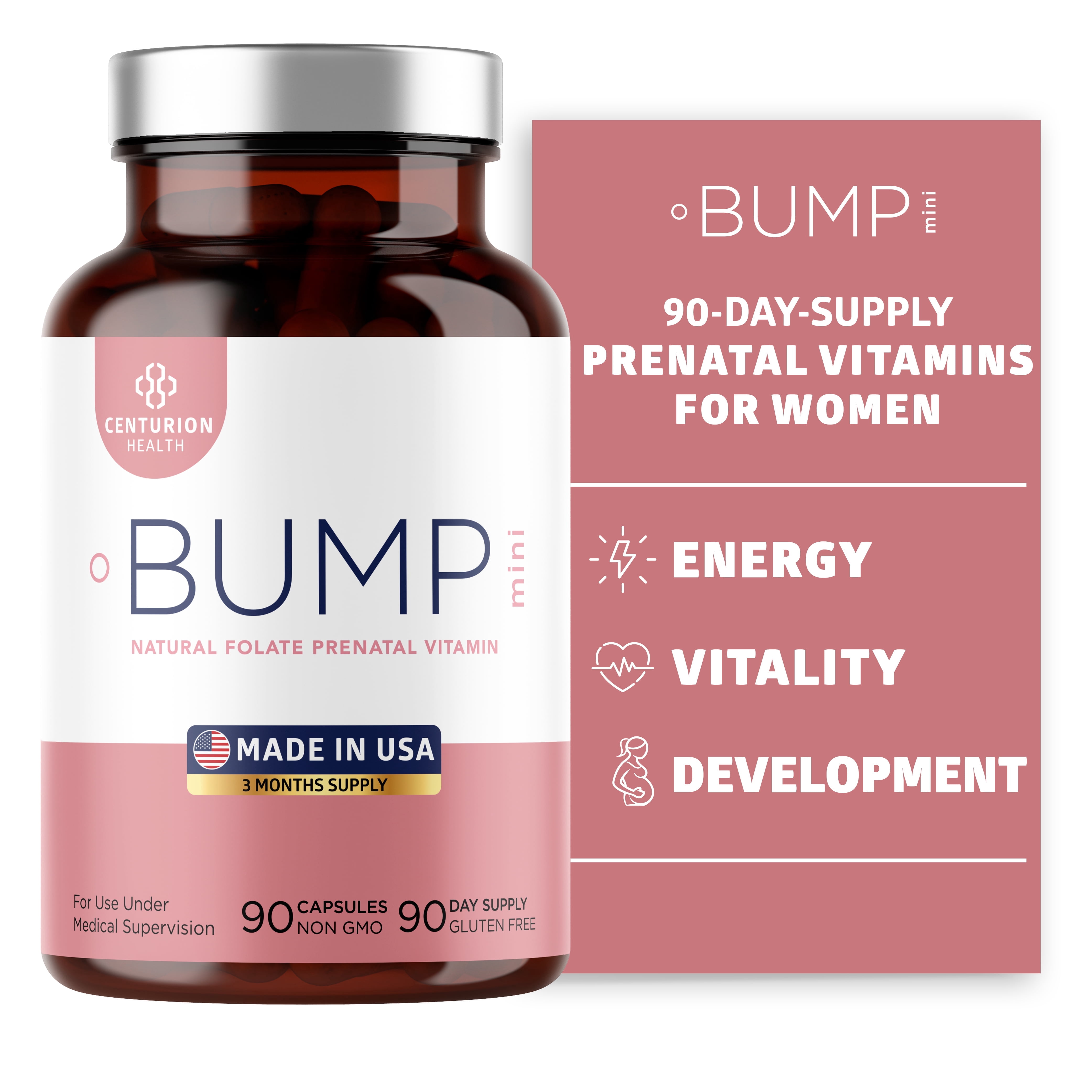 Bump Mini Complete Prenatal Vitamins for Women, 90 Caps - Walmart.com