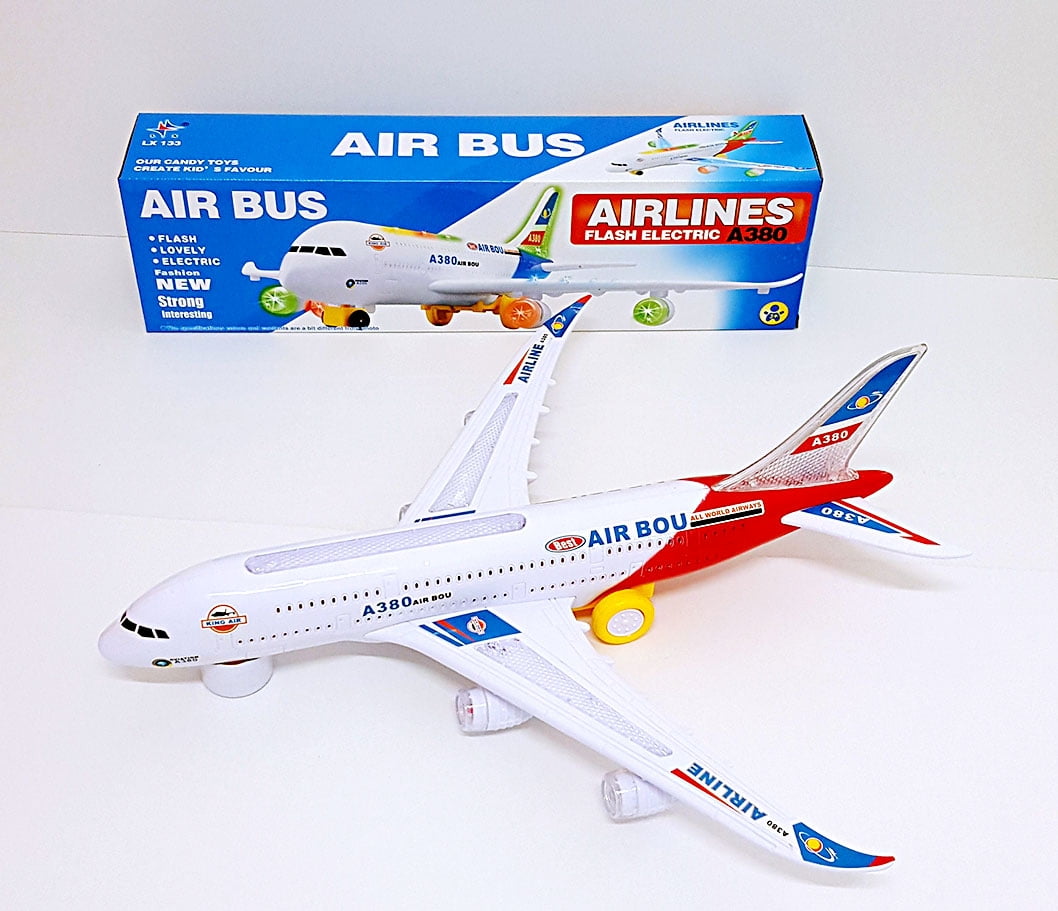 Bump-and-Go Red Airbus Plane With Flashing Lights Sounds - Walmart.com