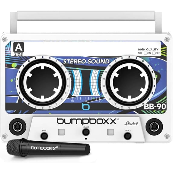 Bumpboxx Remixx Portable Bluetooth Speaker, Frost White, Retro Cassette ...