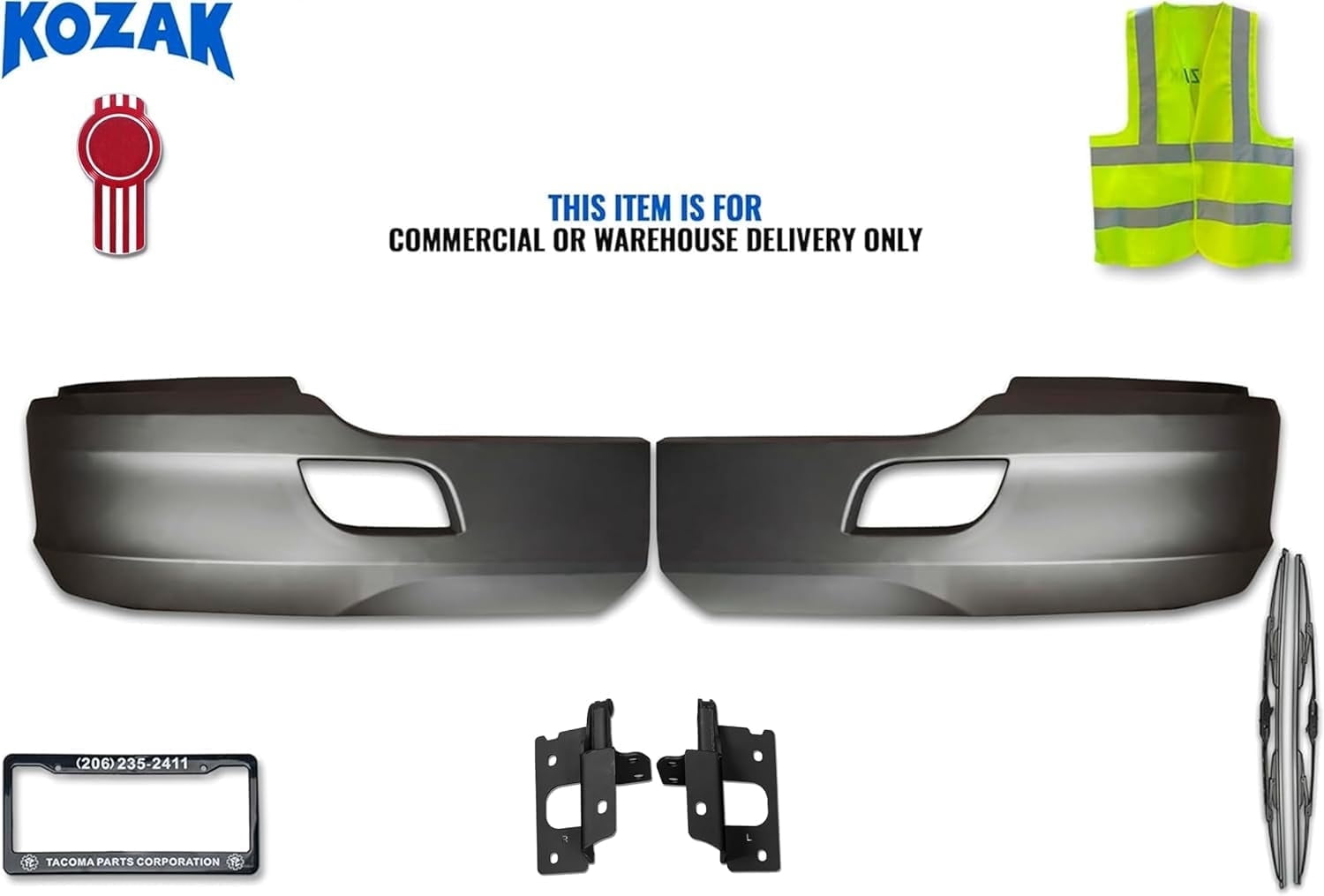 Bumper Corners Black Plastic w/o Fog Hole Set w/Brackets Compatible ...