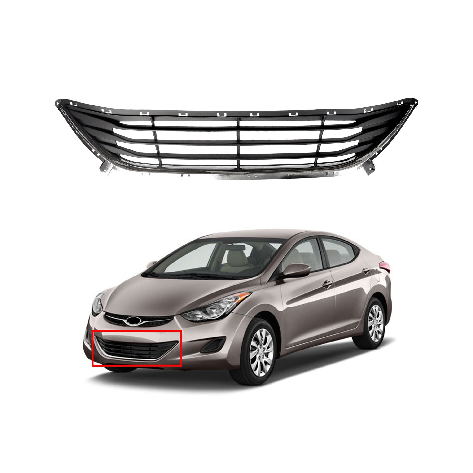 Bumper Face Bar Grille For 2011 2012 2013 Hyundai Elantra 865603X000 ...