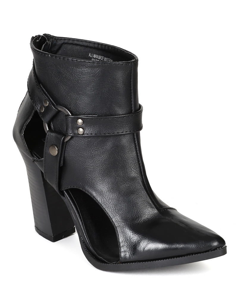 Bumper Odin-04 New Women Pointy Toe Cut Out Harness Triangular Heel ...