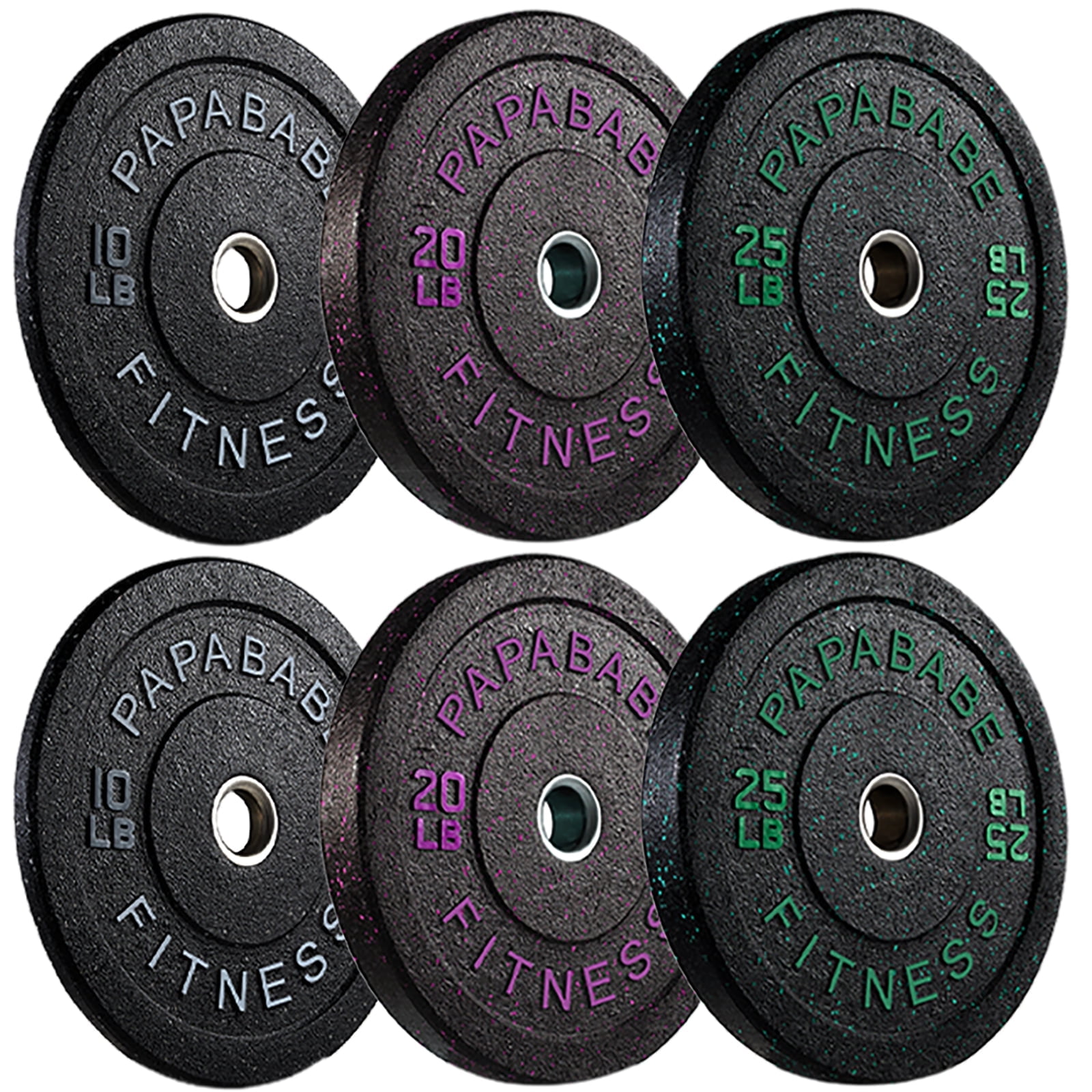 Bumper Plate 110 LB Set with Colored Flecks, 2 Inch Standards Weights ...