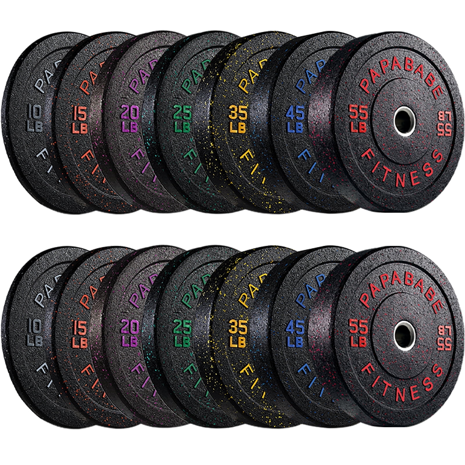 Bumper Plate 410 LB Set with Colored Flecks, 2 Inch Standards Weights ...