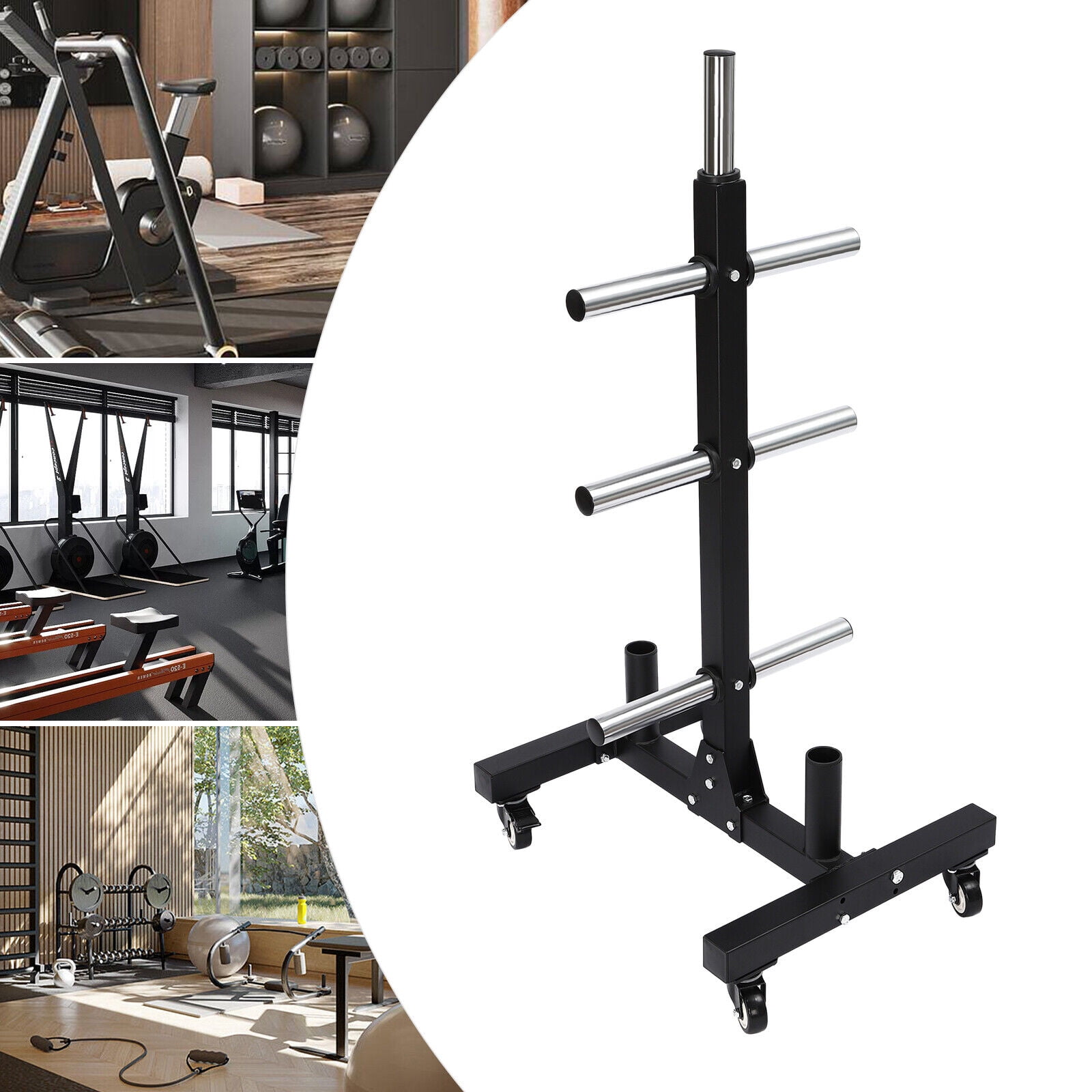 Bumper Weight Plate Tree Rack Olympic Barbell Bar Stand Holder ...