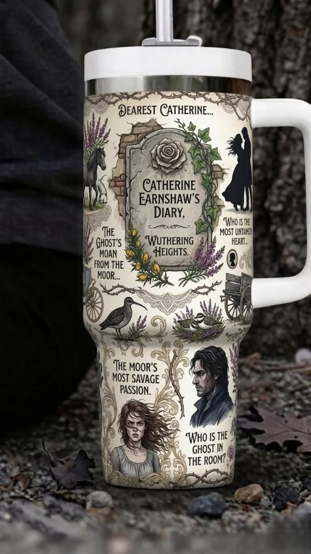 Bumpkit 40oz Gothic Bookish Travel Mug with Handle - Literary Romance ...