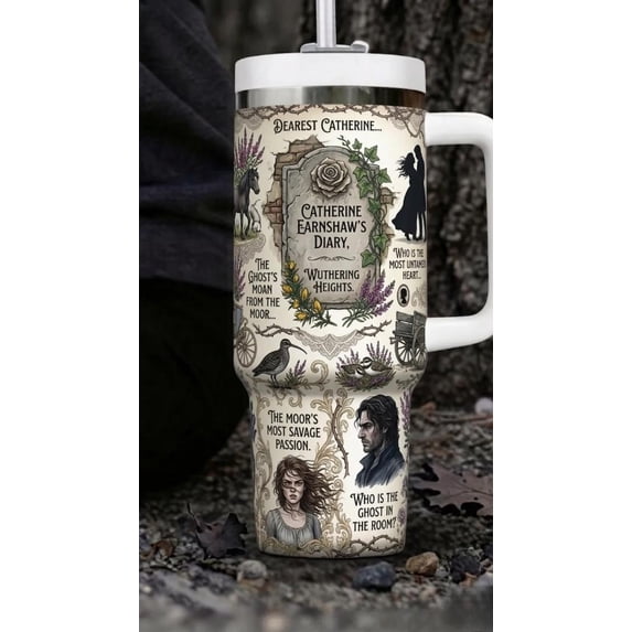 Bumpkit 40oz Gothic Bookish Travel Mug with Handle - Literary Romance ...