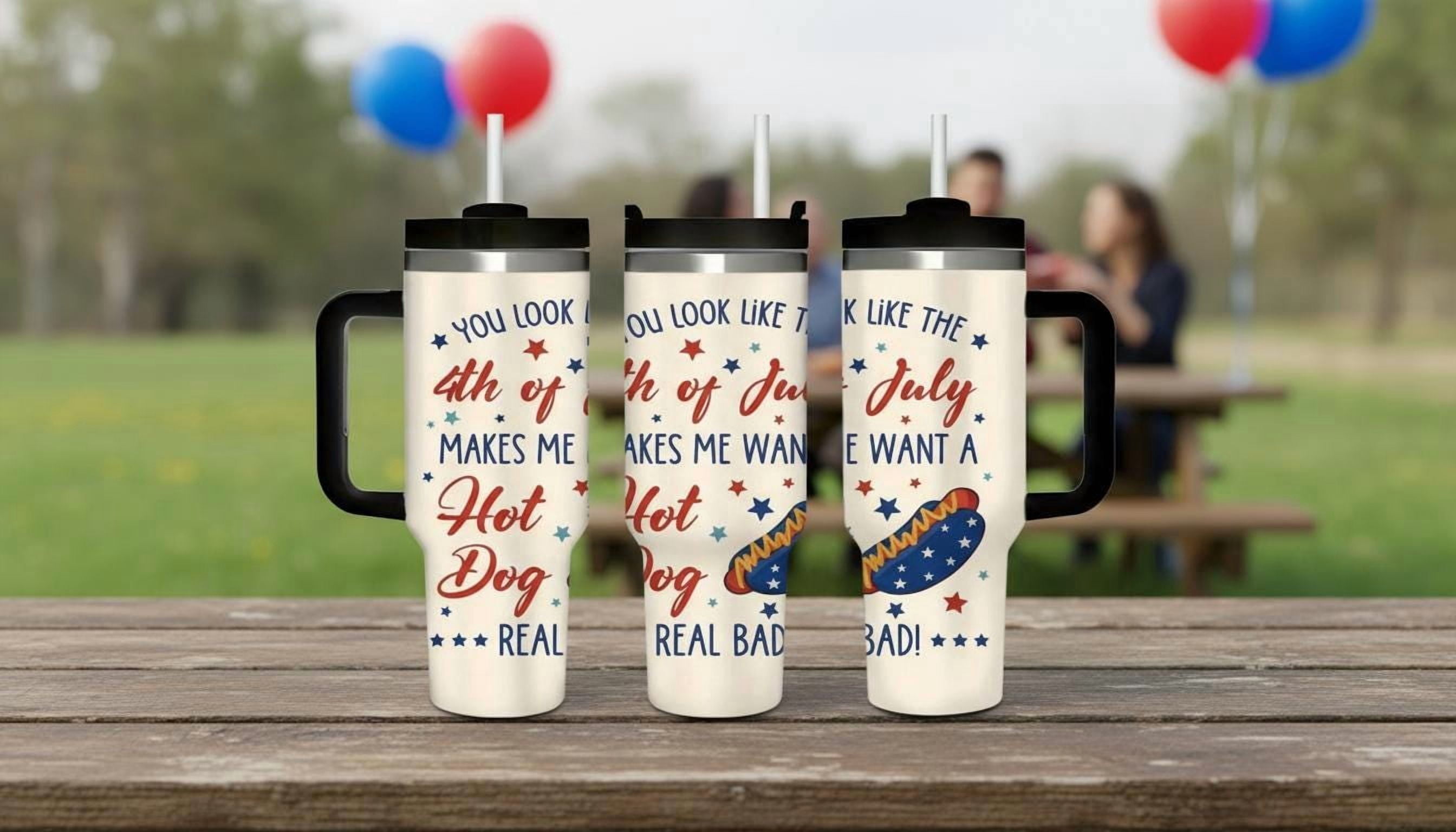 Bumpkit 40oz Hot Dog Tumbler, Patriotic 4th of July Travel Mug with ...