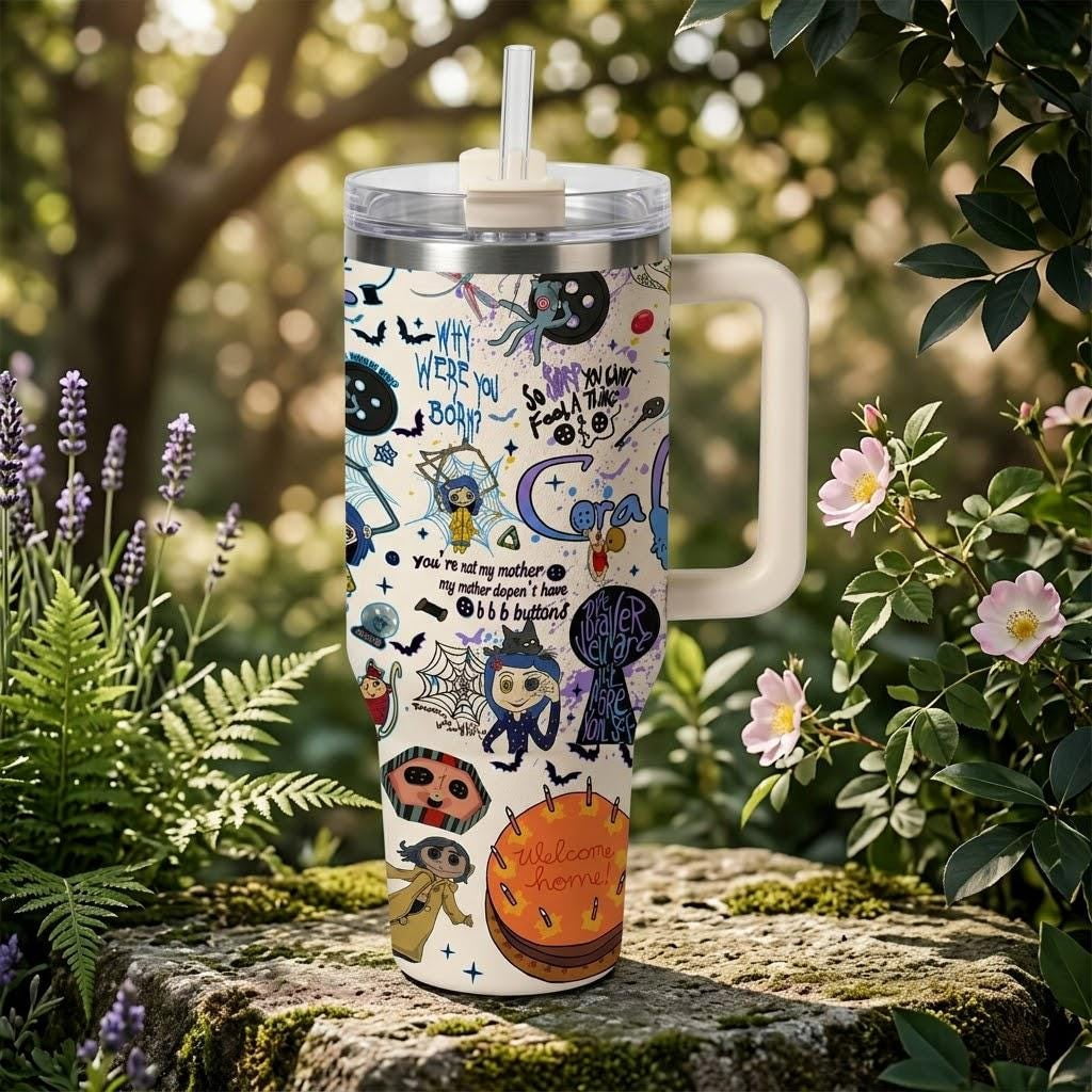 Bumpkit 40oz Insulated Tumbler with Handle and Lid, Spooky Cat Design ...