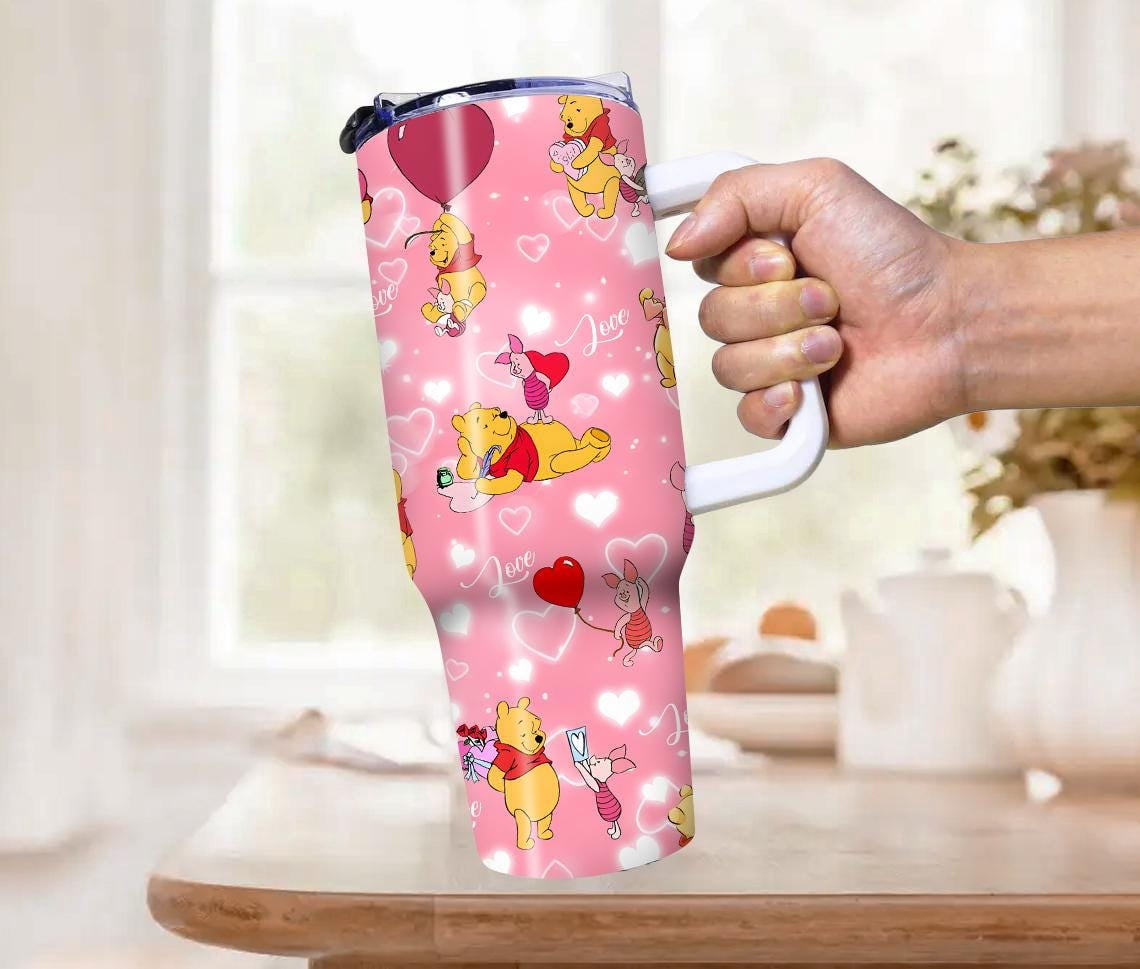 Bumpkit Pooh Bear 40oz Tumbler, Pink Insulated Travel Mug for Coffee ...